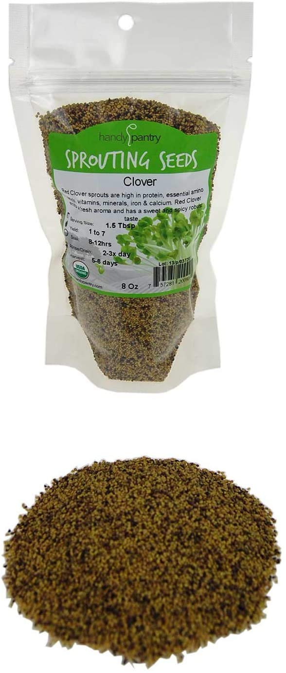 Handy Pantry Certified Organic Red Clover Sprouting MHD1Seeds - (8 Oz ...