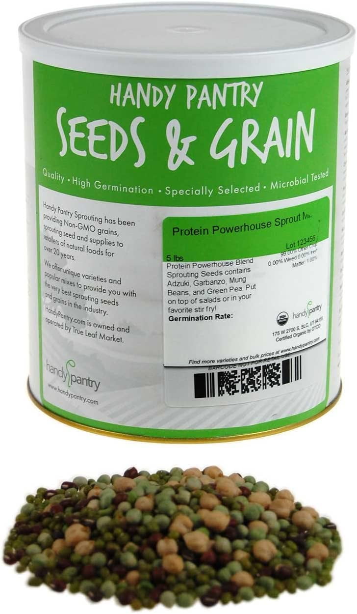 Handy Pantry Protein Powerhouse Sprouting Seed Mix: 5 Lb - Organic, Non-GMO - Sprouting Sprouts ...