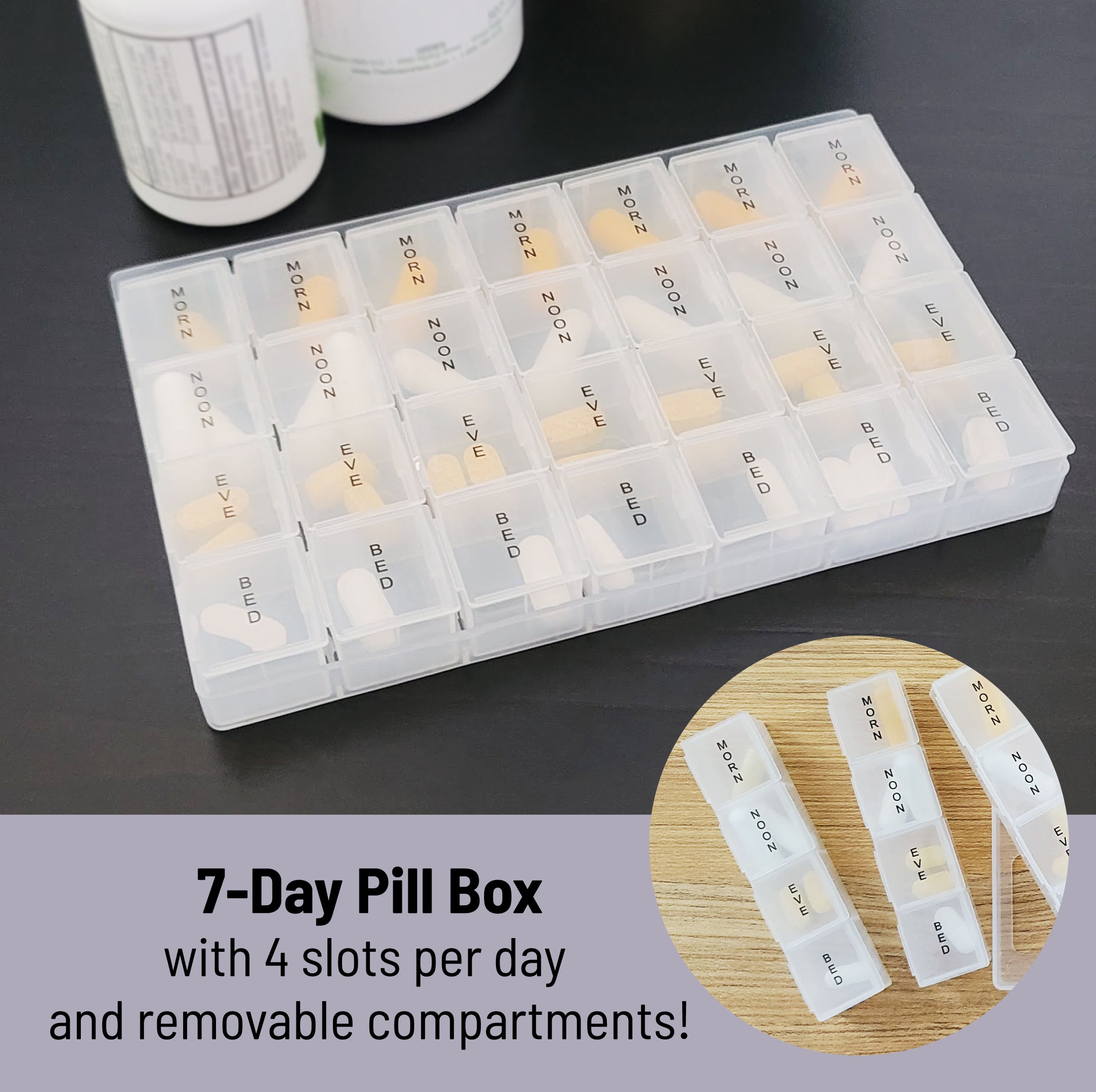Handy Solutions 7 Day Pill Box - Daily Use Medicine Organizer for Travel - Walmart.com