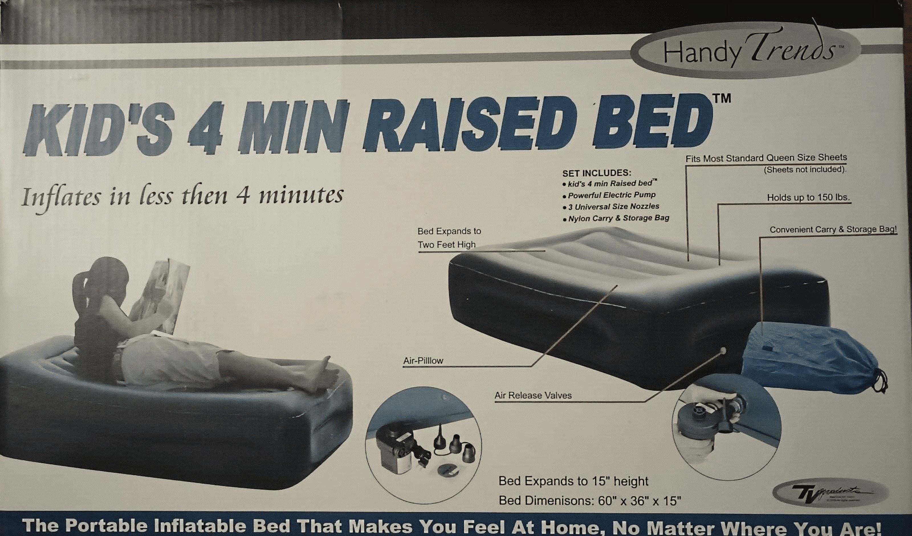 Handy Trends Kid's 4 Minute Raised Bed Inflates In Less Then 4 Minutes ...