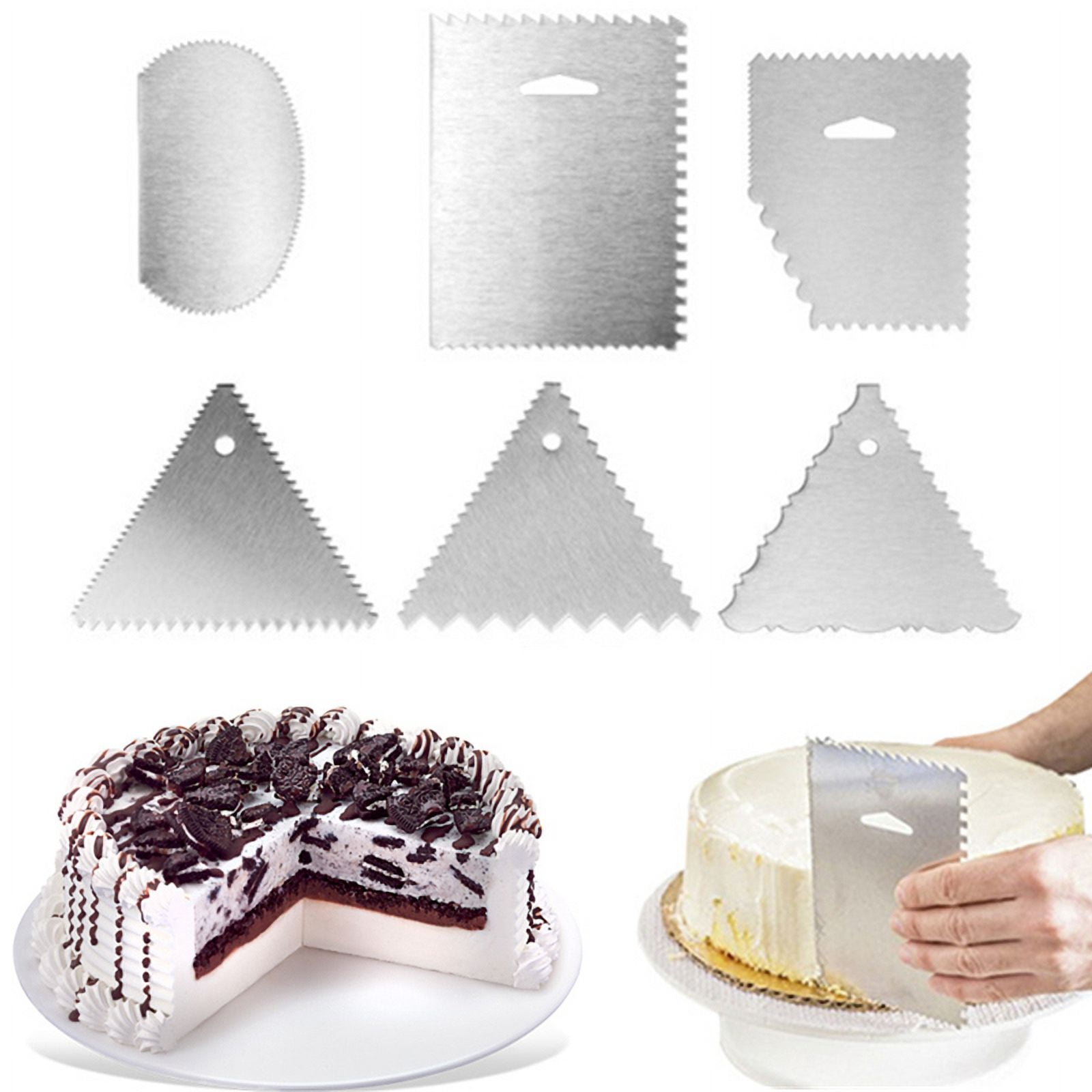 Handy and versatile stainless steel irregular teeth edge cream icing ...