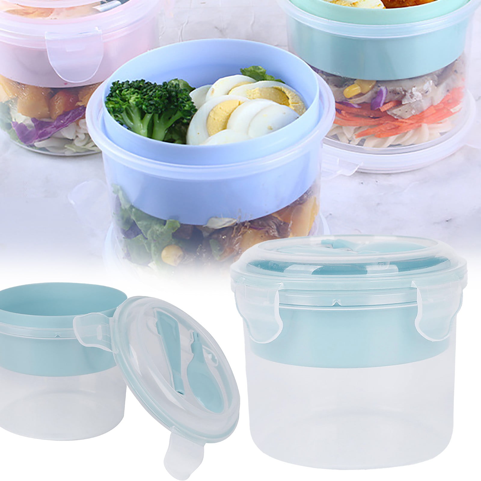 HandyHome 20oz Yogurt Parfait Cup with Lid&Foldable Spoon, Double ...