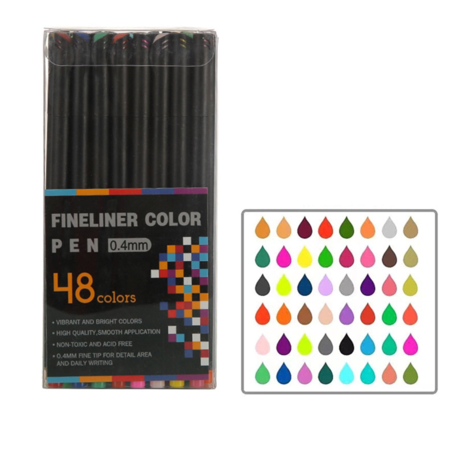 HandyHome 48pcs Fineliner Color Pens(0.4mm), Metal Fine Point Fineliner ...