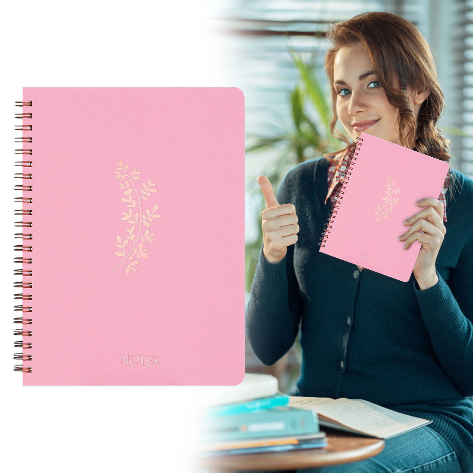 HandyHome Bright Pink Floral Spiral Notebook, Aesthetic Spiral Notebook ...