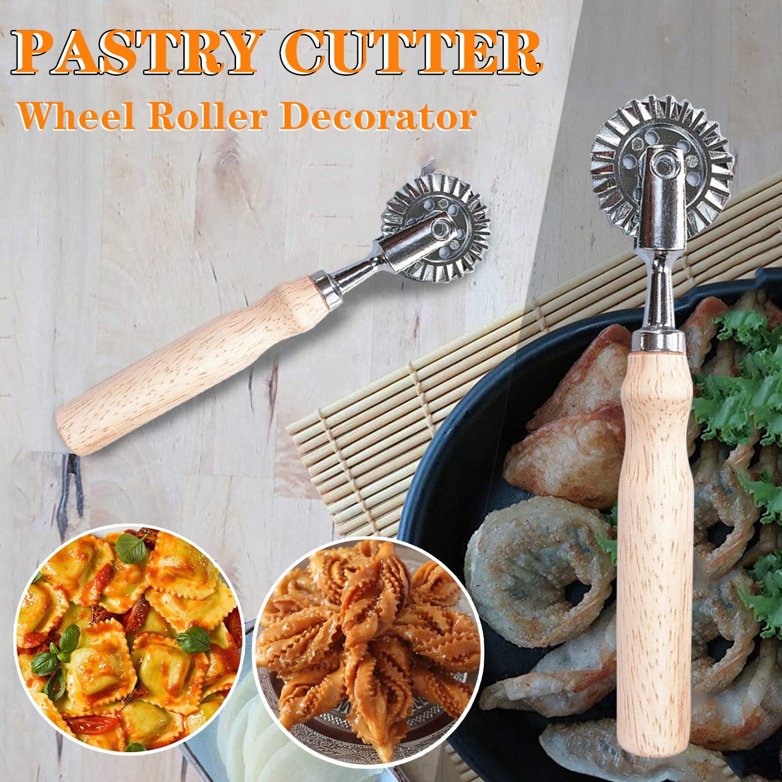 HandyHome Dim Sum Cake Dumpling Skin, Pastry Cutter Wheel Roller ...