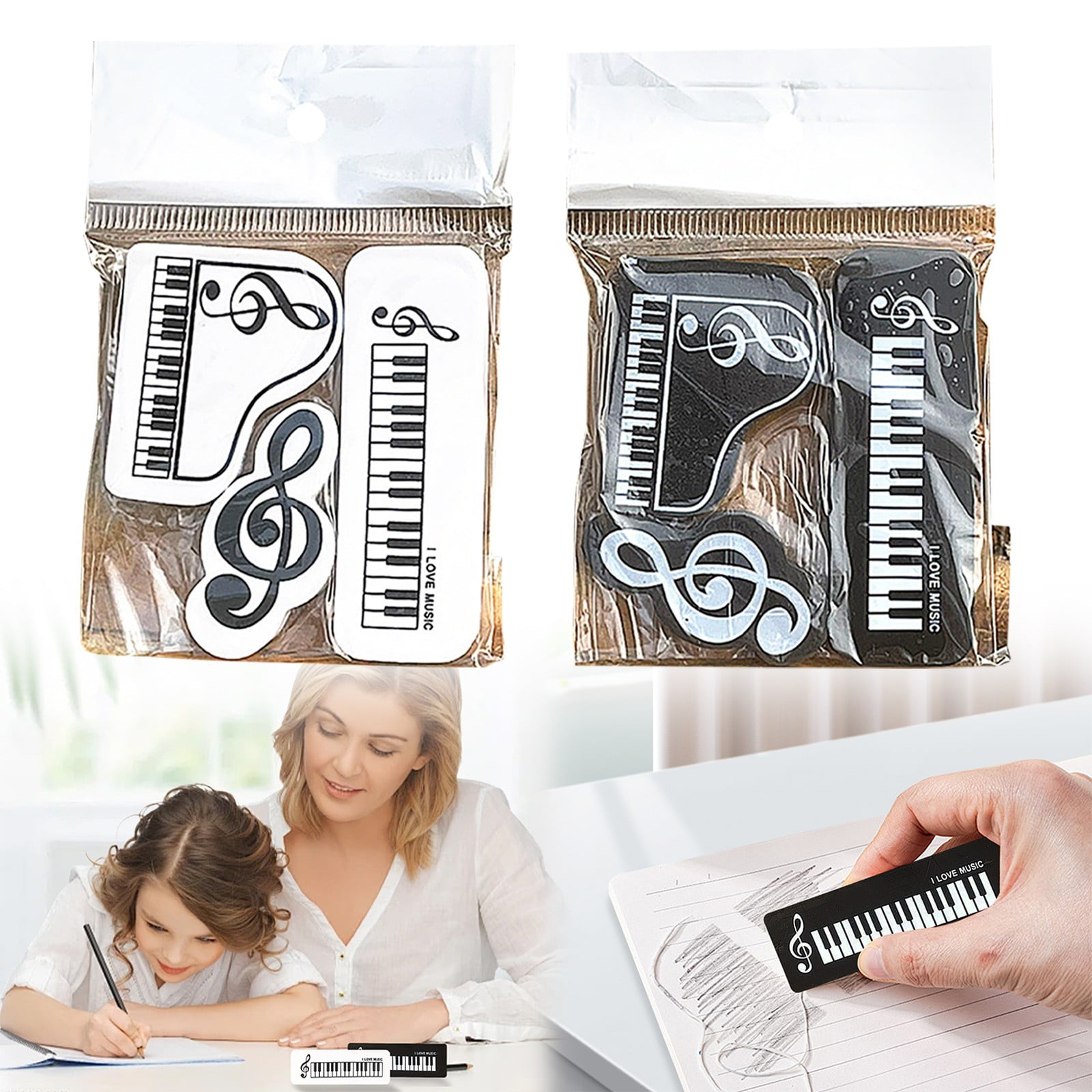 HandyHome Music Erasers Set, Music Note Eraser+Piano Eraser+Piano Key ...