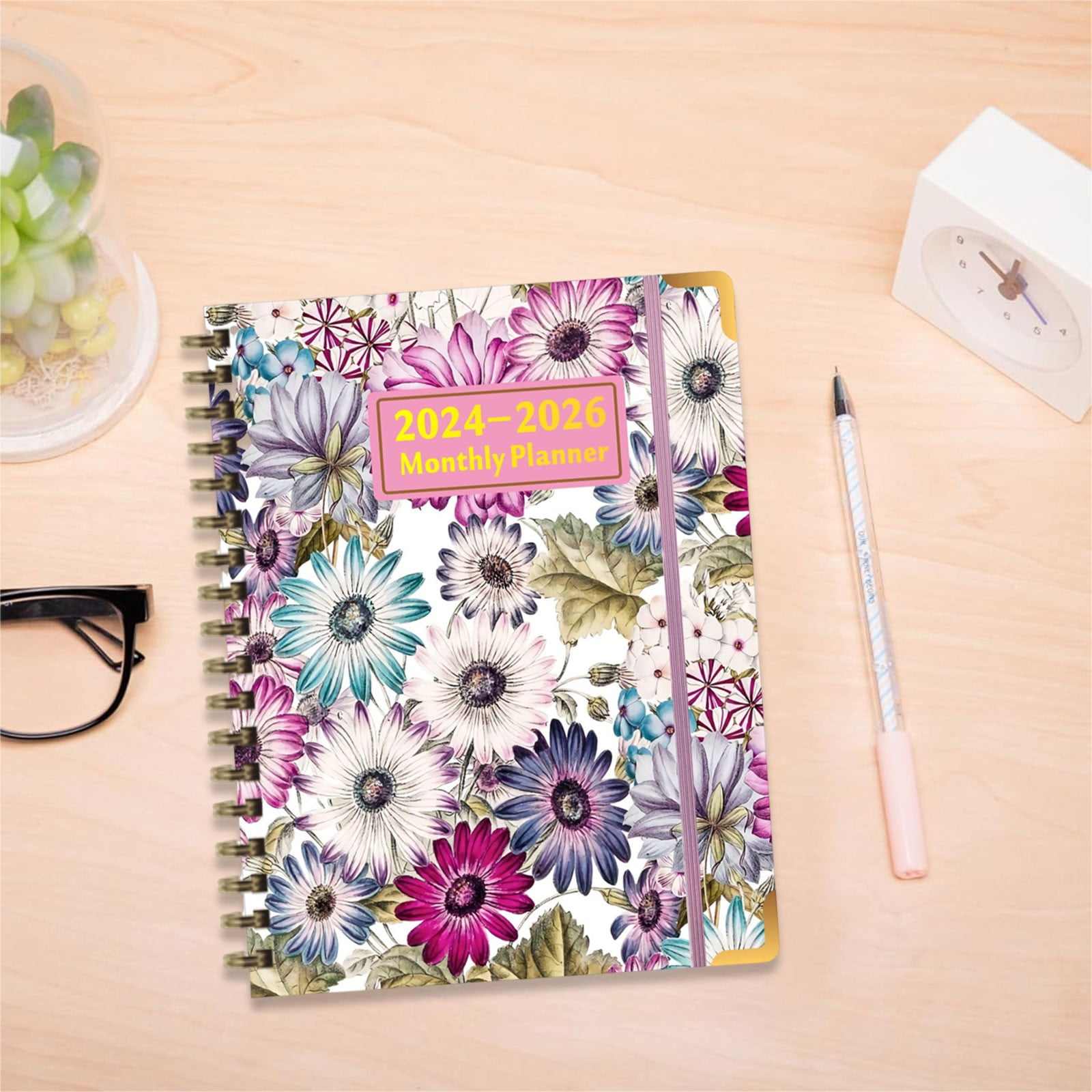 HandyHome Watercolor Floral Monthly Planner 2024-2026, 9''×11.41'' Time ...