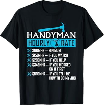 Handyman Hourly Rate Humor Carpenter Funny Handy Man T-Shirt - Walmart.com