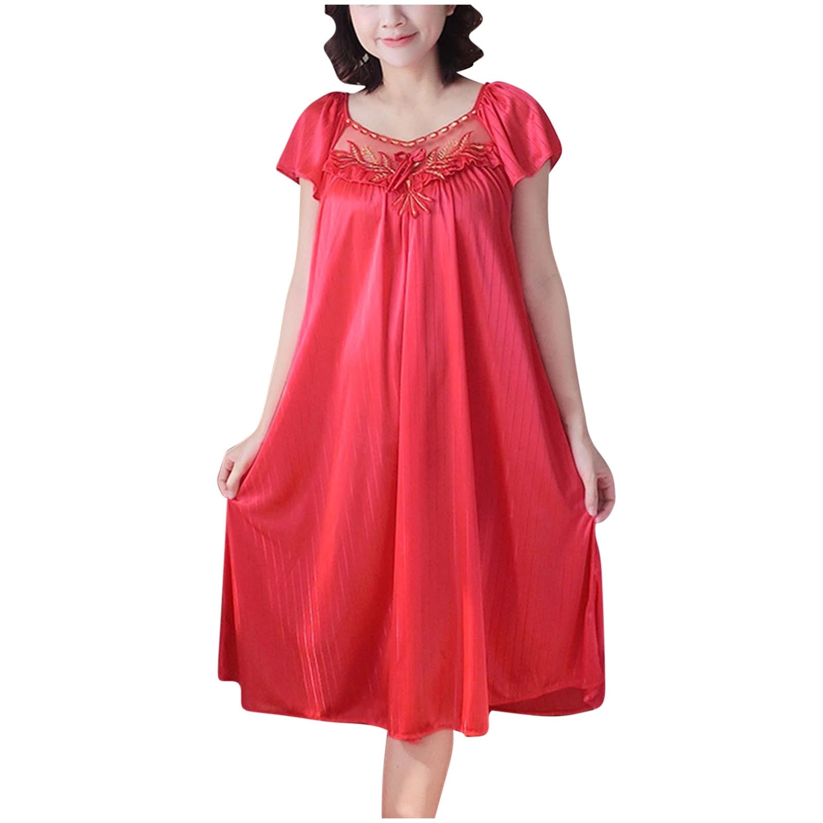 Hanen Satin Nightgowns for Women - Soft & Breathable Knee-Length Night ...