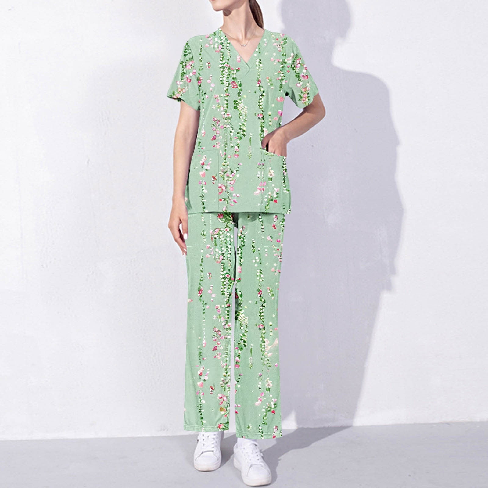 Hanen Scrubs Set for Women Nurse Uniform Jogger Suit Stretch Top ...