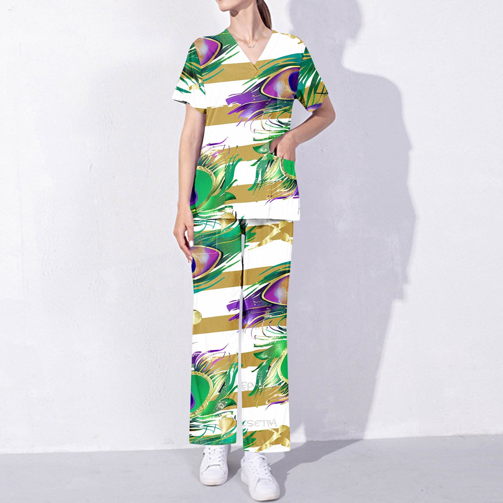 Hanen Scrubs Set for Women Nurse Uniform Jogger Suit Stretch Top ...