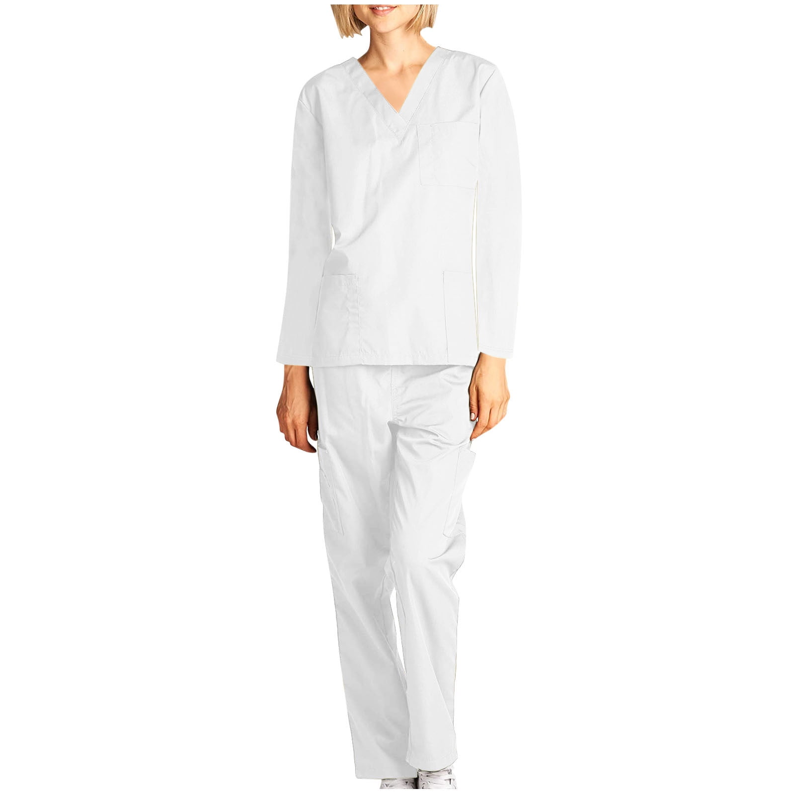 Hanen Women and Man Medical Uniform Scrubs Set With Pocket- Long Sleeve ...