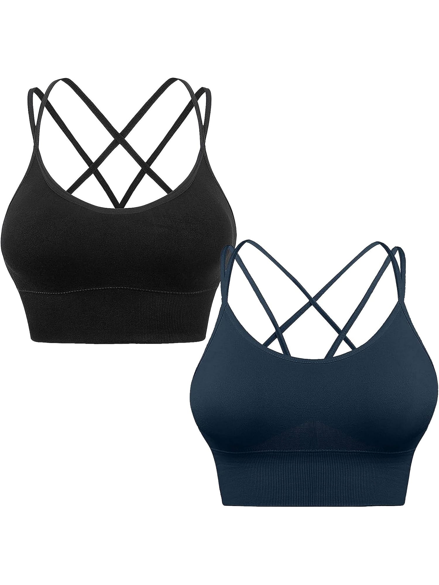 Hanerdun 2 Pack Womens Crossback Padded Sports Bras Workout Yoga ...