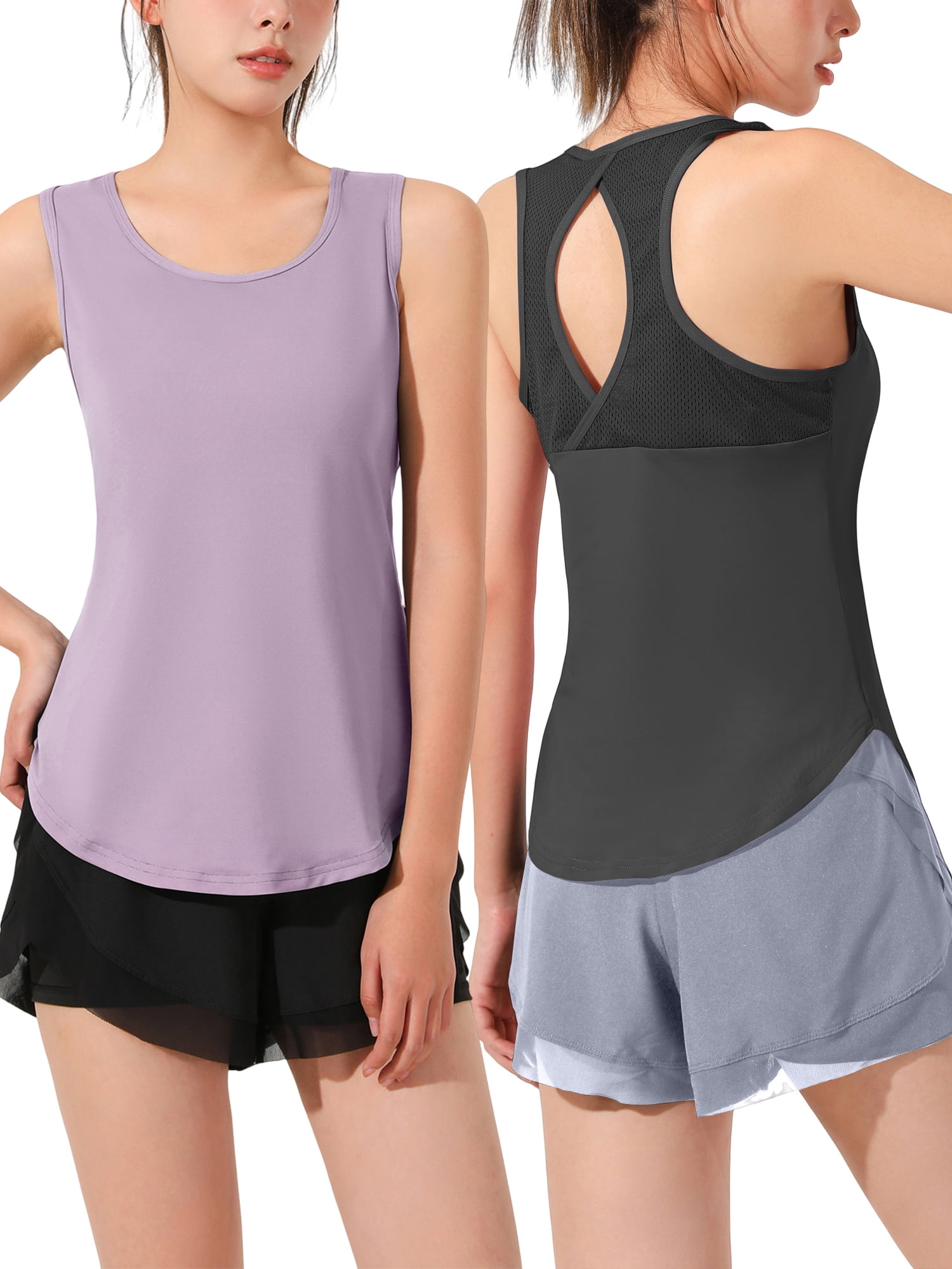 Hanerdun Womens Workout Yoga Tank Tops Running Athletic Open Back ...