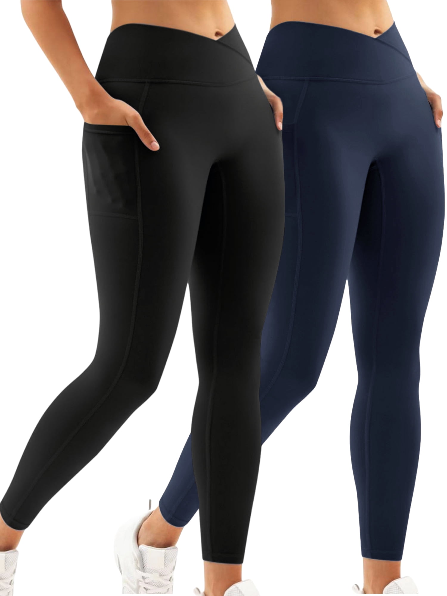 Hanerdun 2PCS Yoga Pants for Women Workout Legging Pocket High Waist ...