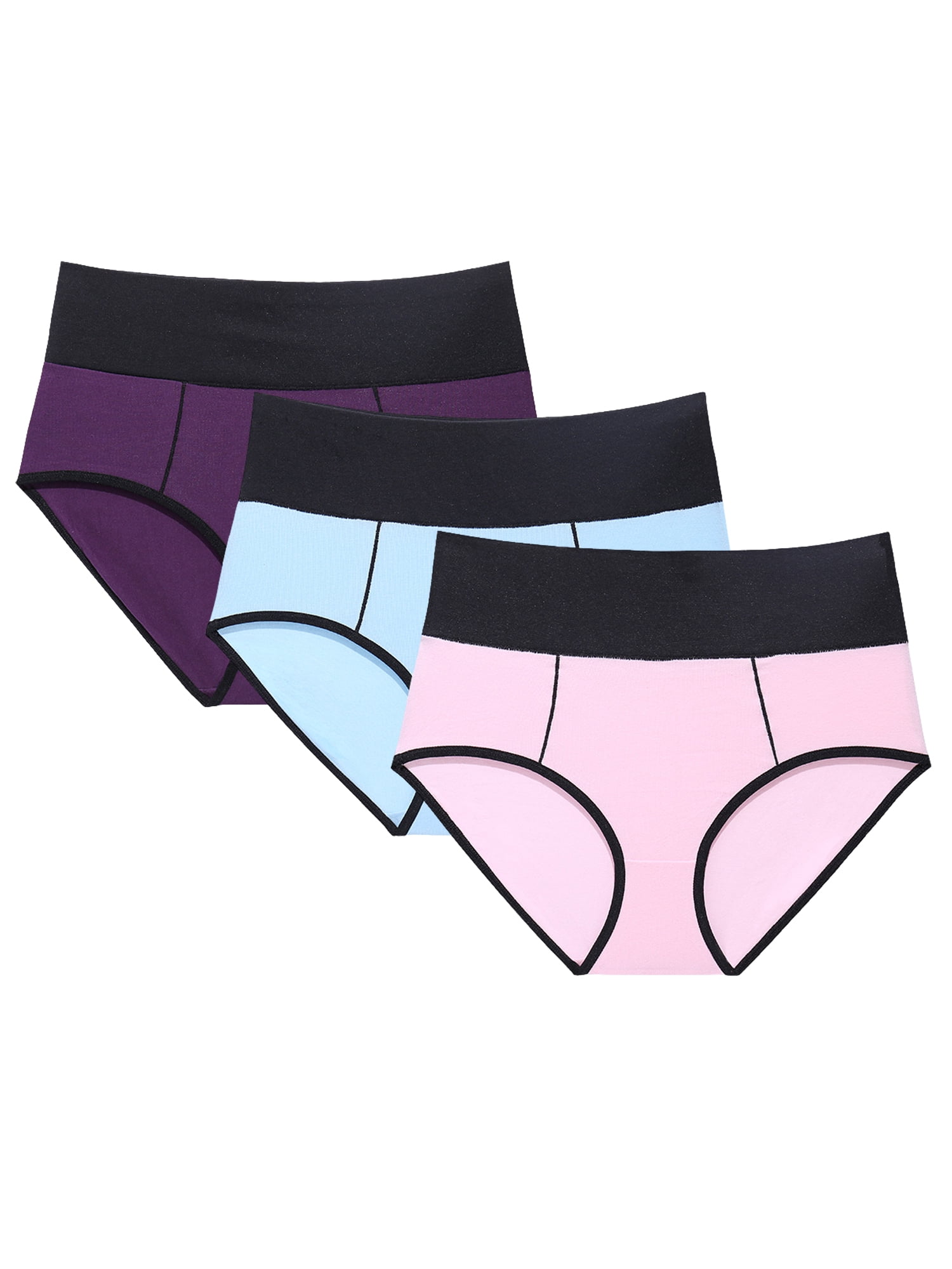 Hanerdun 3 Pack Women Panties Female Brief High Waist Underwear Purple ...