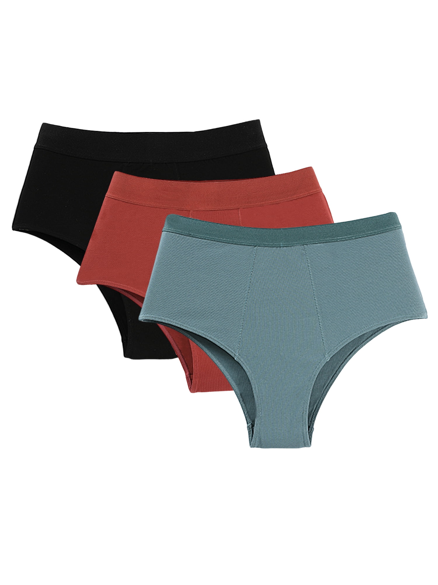 Hanerdun 3-Pack Women Panties Female High Cut Briefs Solid Underwear ...