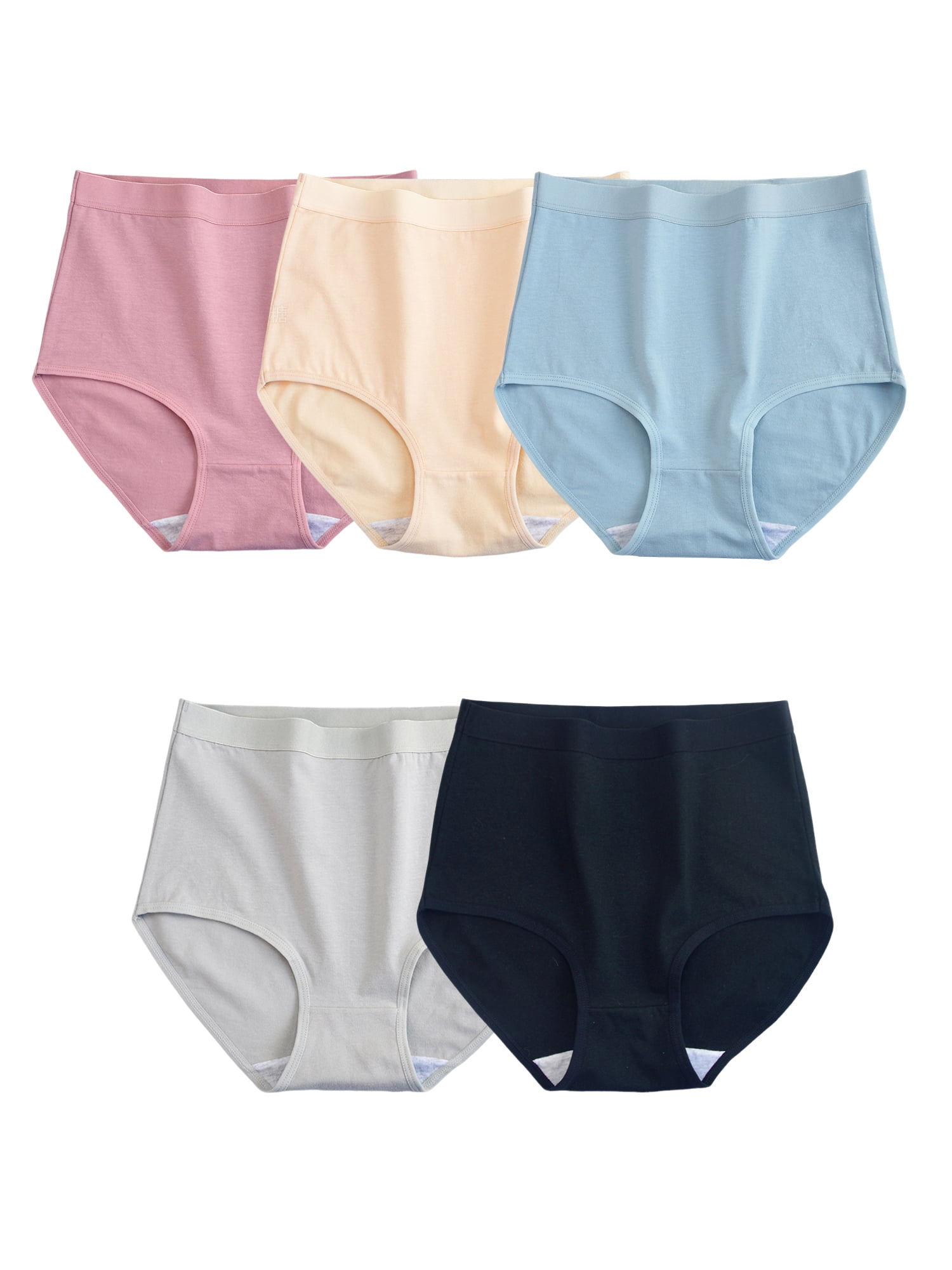 Hanerdun 5-Pack Women Briefs Female High Waist Panties Solid Underwear ...