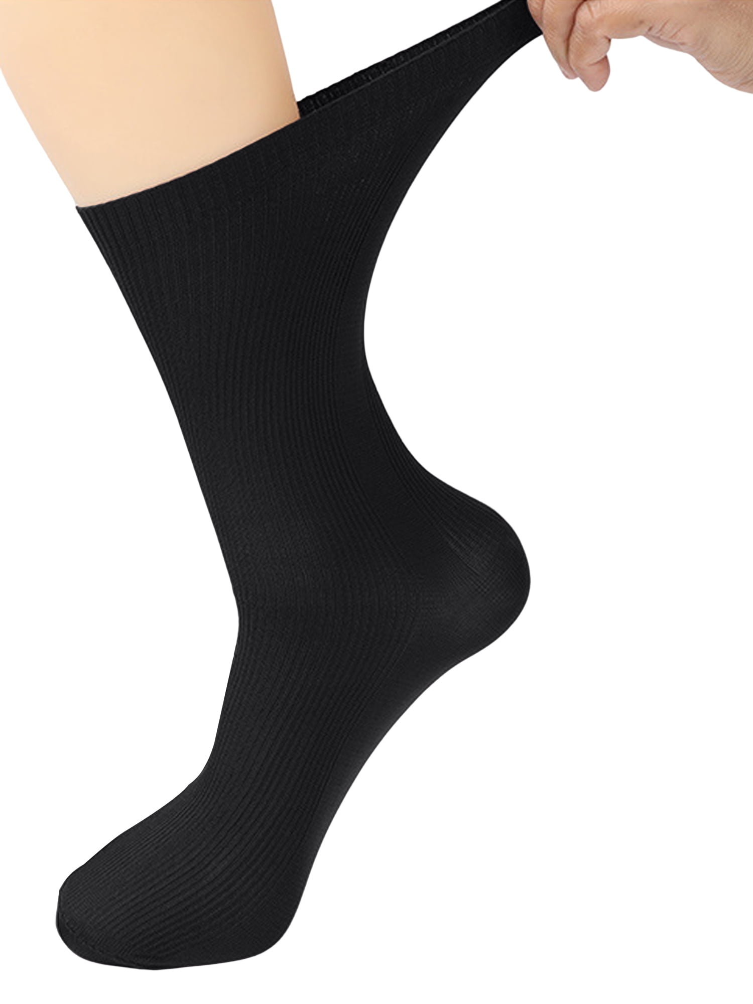 Hanerdun Men 12-Pack Thin Socks Soft Crew Socks Black Size 6-12 ...
