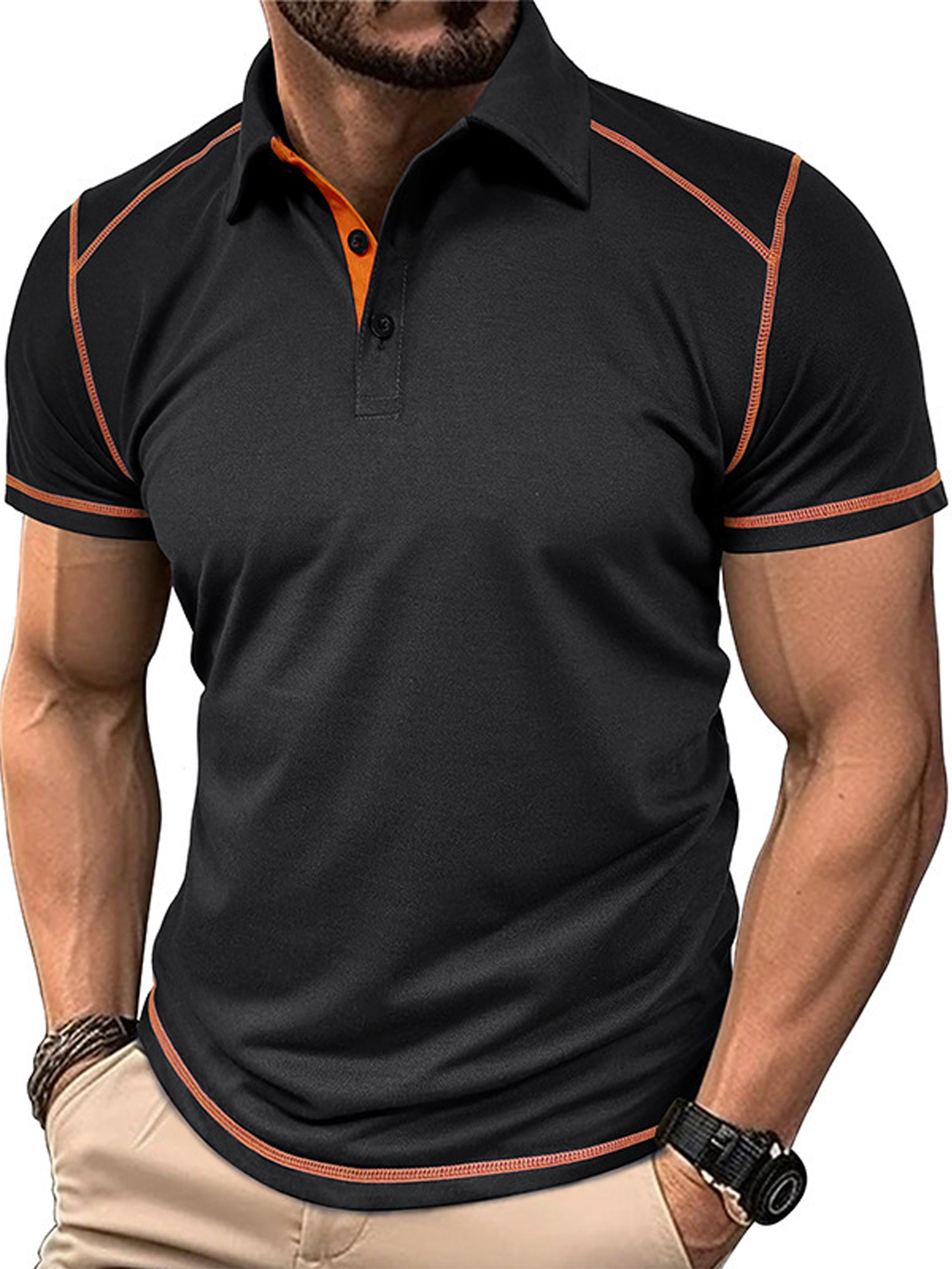 Hanerdun Men Polo Shirts Casual Short Sleeve Top Male Button-Up Blouse ...