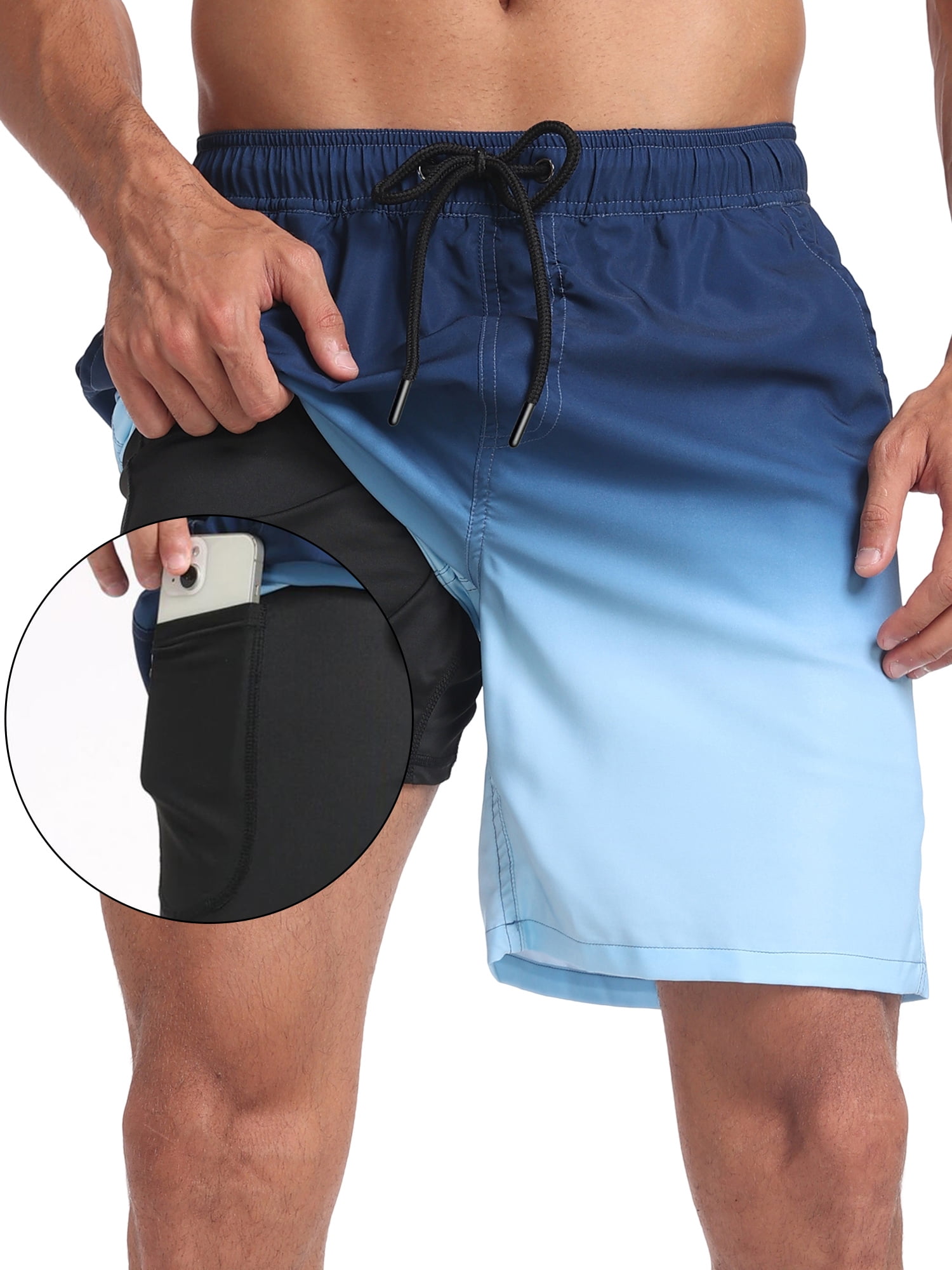 Hanerdun Mens 2 in 1 Dry Fit Athletic Shorts with Liner & Pockets ...