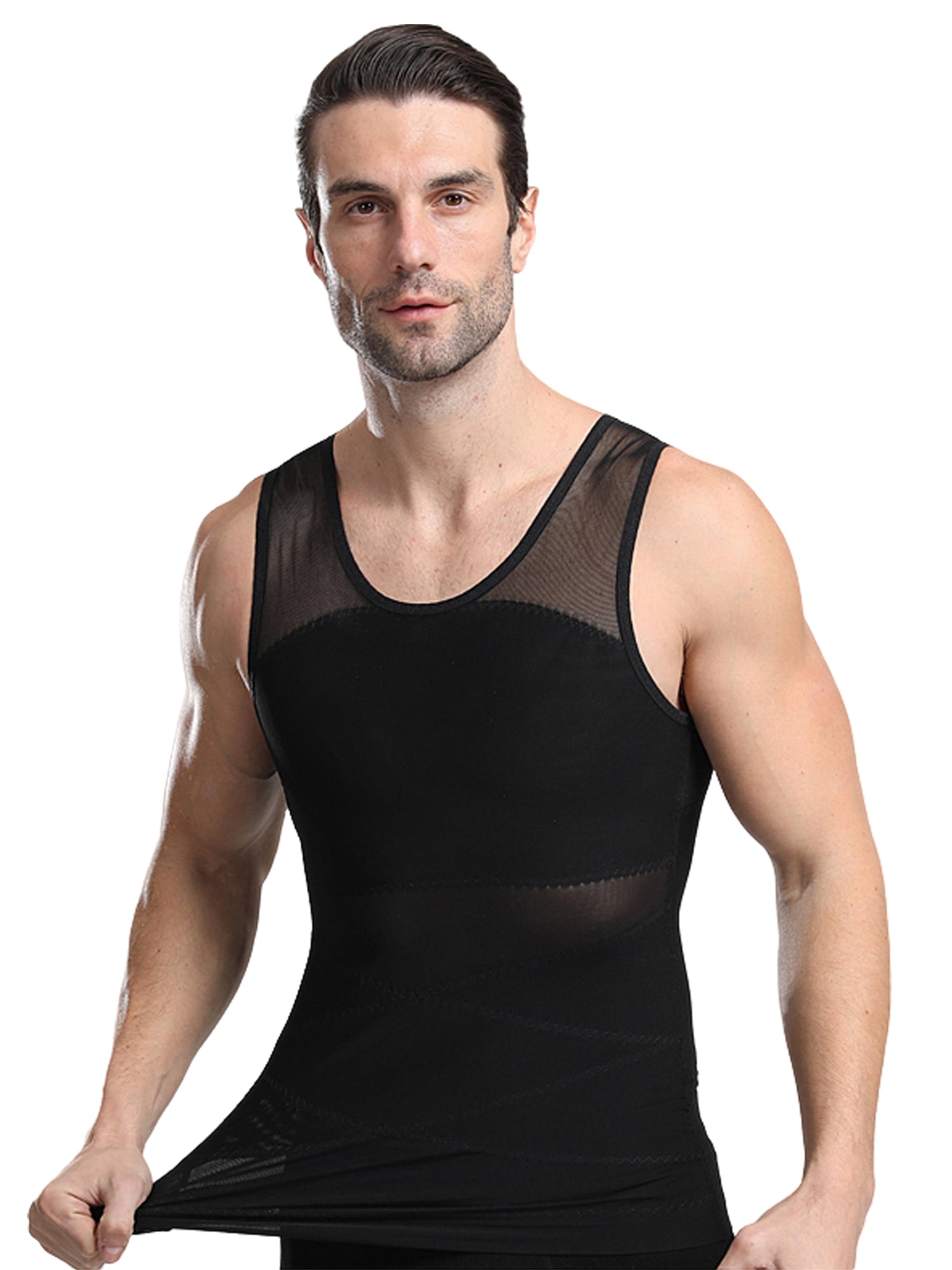 Hanerdun Mens Body Shaper Compression Shapewear Slimming Vest Workout ...