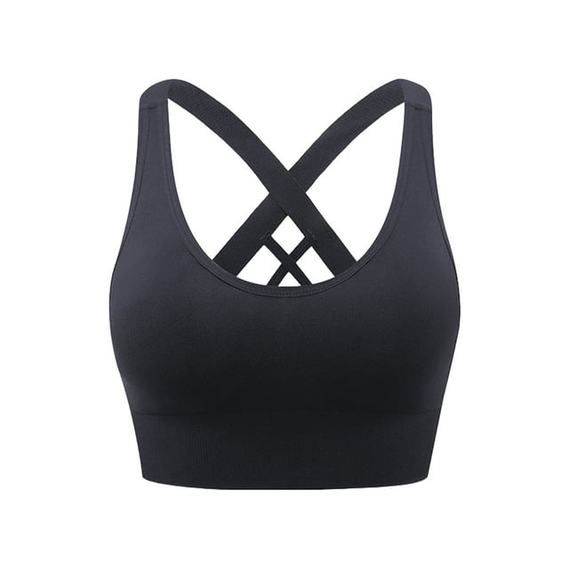 Hanerdun Cross Back Sports Bras for Women Padded Seamless Yoga Athletic ...