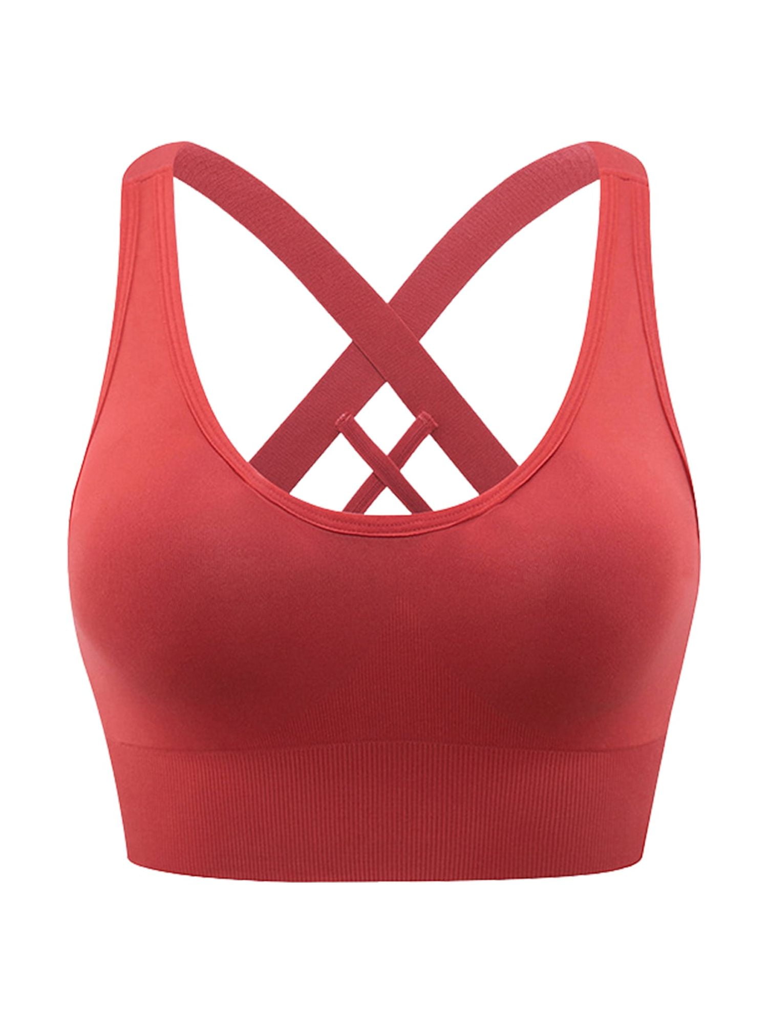 Hanerdun Sports Bras for Women Padded Sports Bra Seamless Cross Back ...