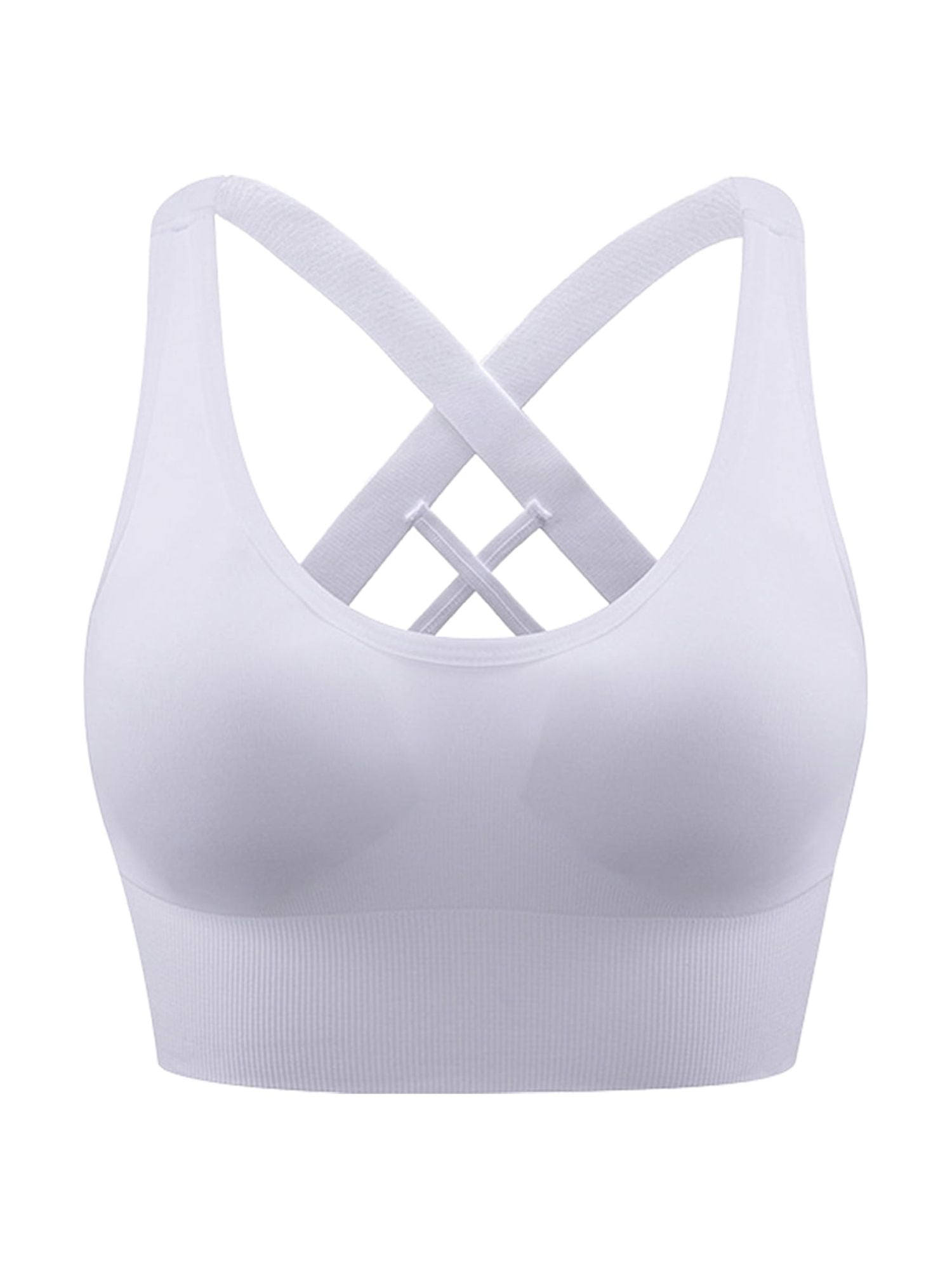 Hanerdun Cross Back Sports Bras for Women Padded Seamless Yoga Athletic ...
