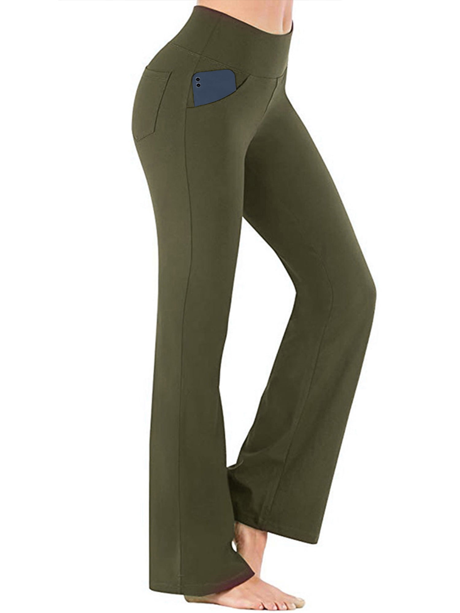 Hanerdun Women Bootcut Yoga Pants with Pockets Female High Waist ...