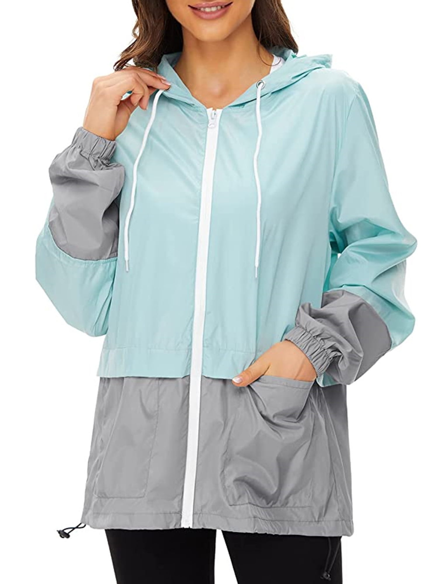 Hanerdun Women Packable Rain Jacket Female Hooded Outdoor Rain Coat ...