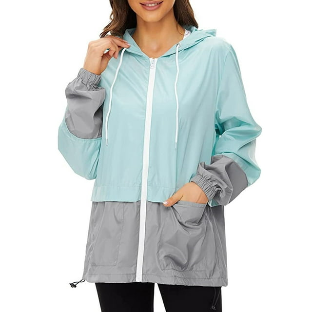 Hanerdun Women Packable Rain Jacket Female Hooded Outdoor Rain Coat ...
