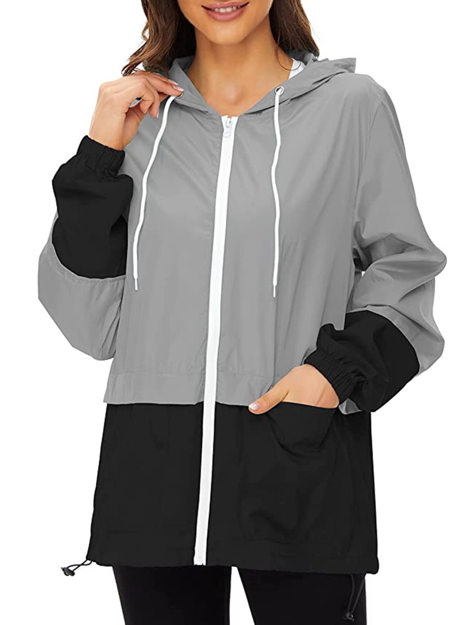 Hanerdun Women Packable Rain Jacket Female Hooded Outdoor Rain Coat ...