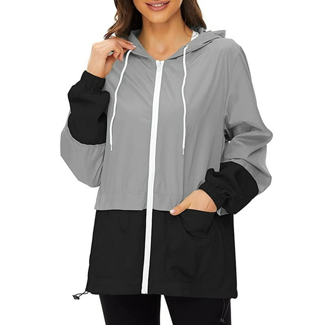 Hanerdun Women Packable Rain Jacket Female Hooded Outdoor Rain Coat ...