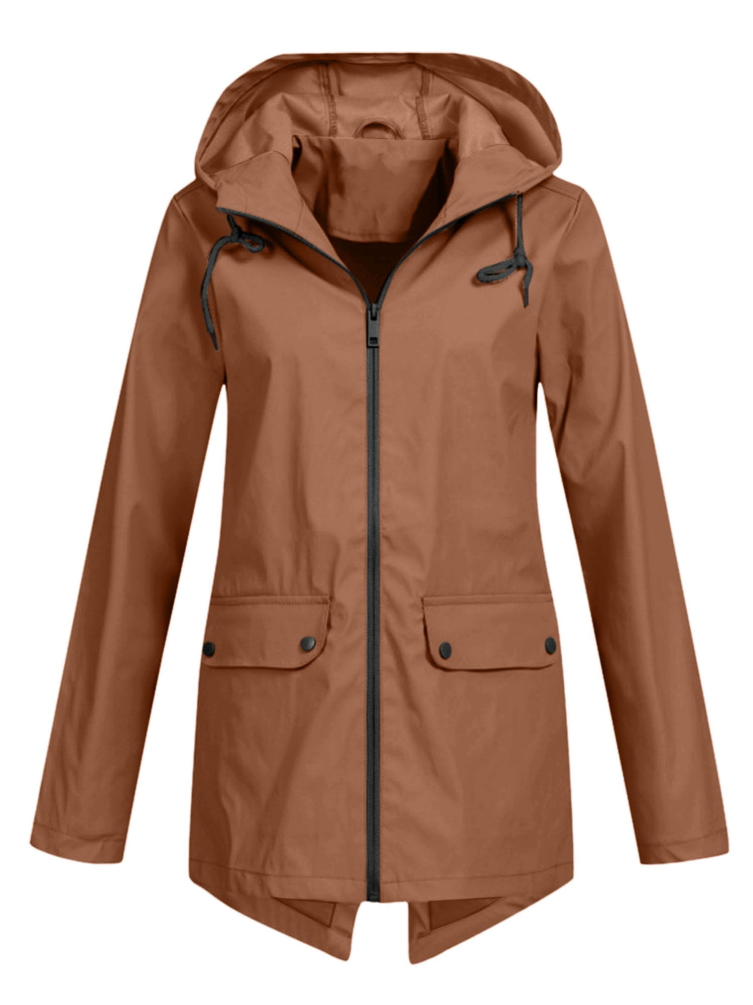 Hanerdun Women Pocket Rain Jacket Female Waterproof Raincoats ...