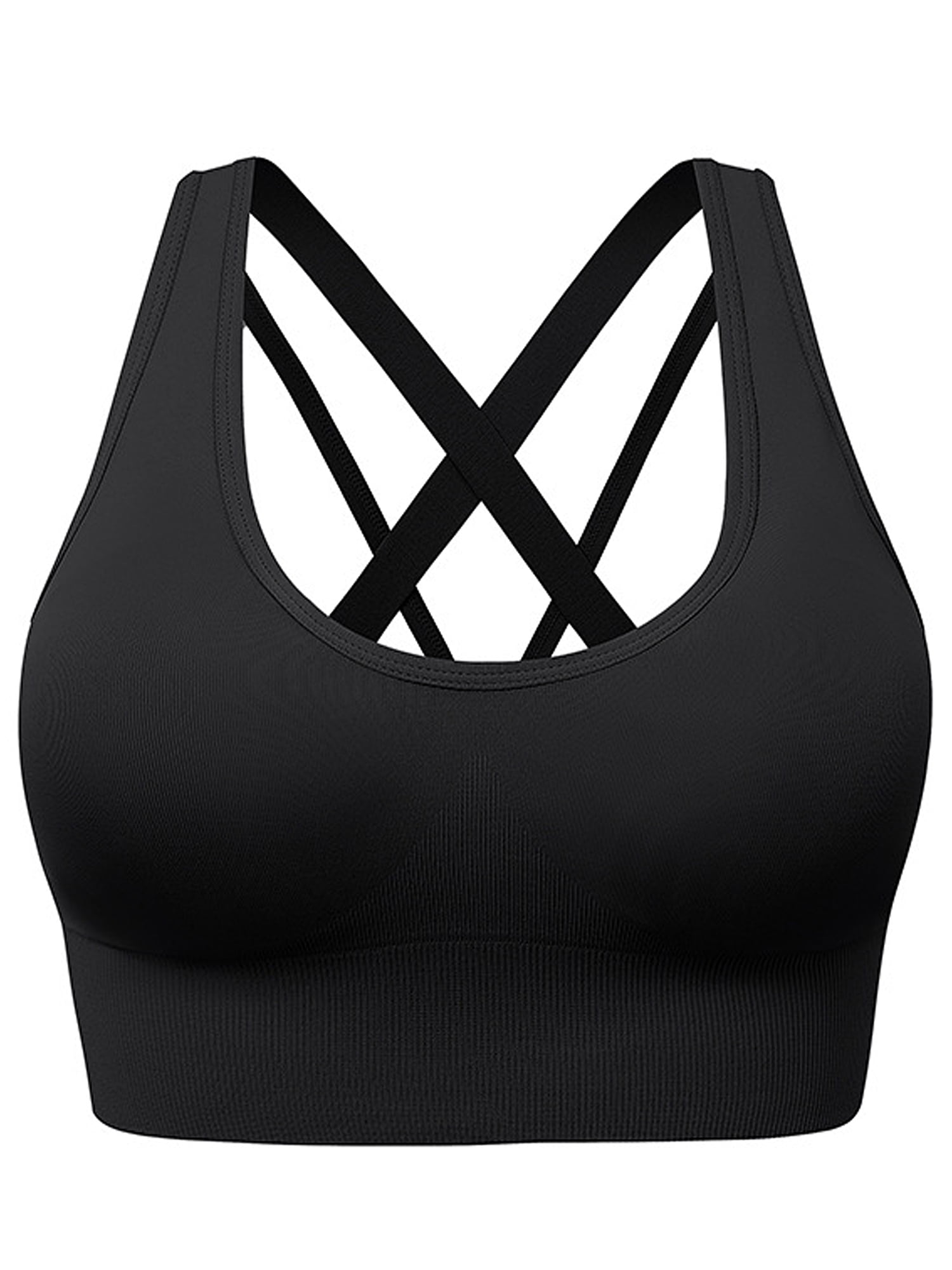 Hanerdun Women's Padded Sports Bras Seamless Crossback Yoga Running ...