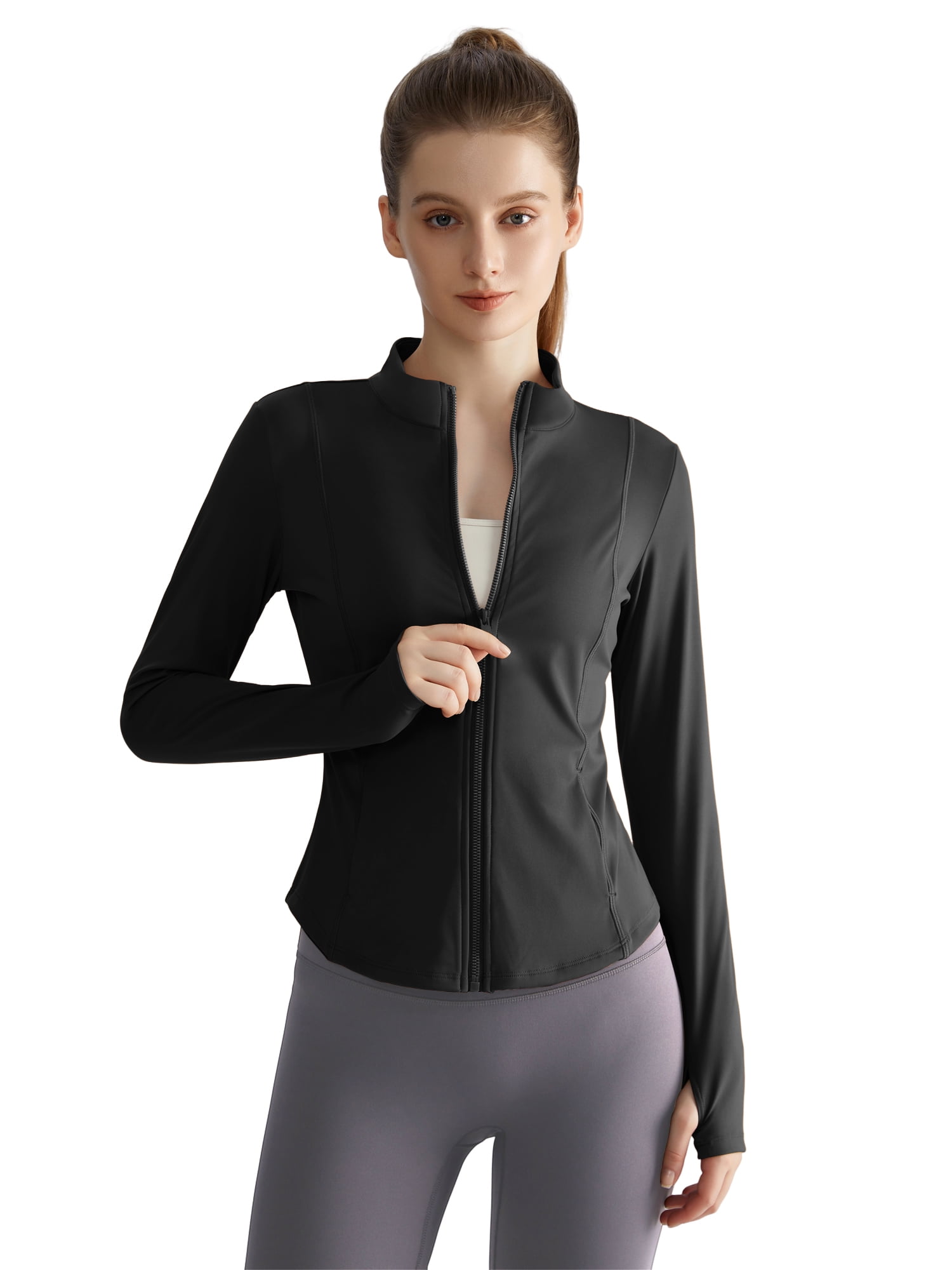 Hanerdun Womens Athletic Jacekts Zip Up Yoga Coat with 4 Pockets ...