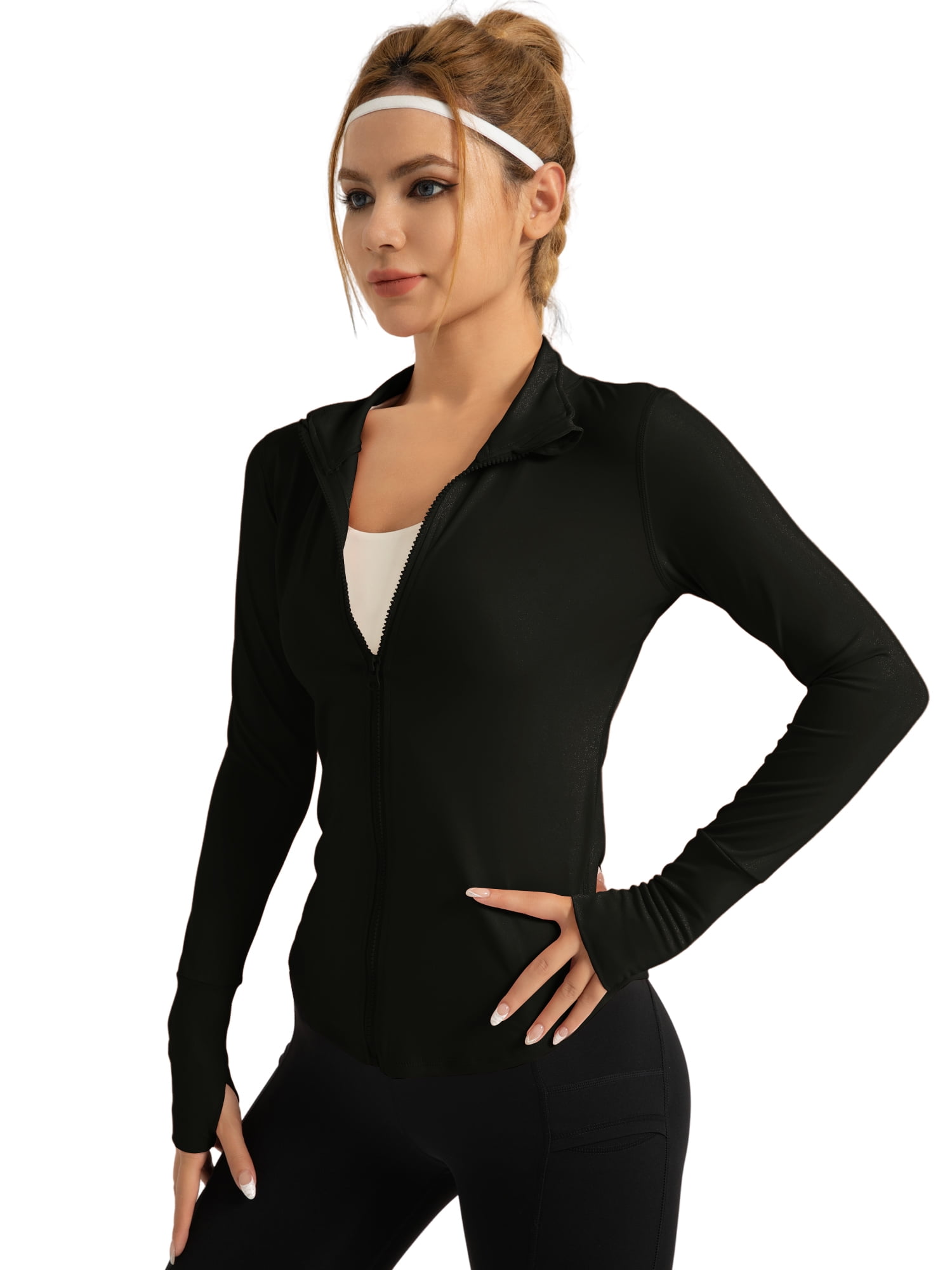 Hanerdun Womens Long Sleeve Workout Athletic Jacekts Quick Dry Yoga ...