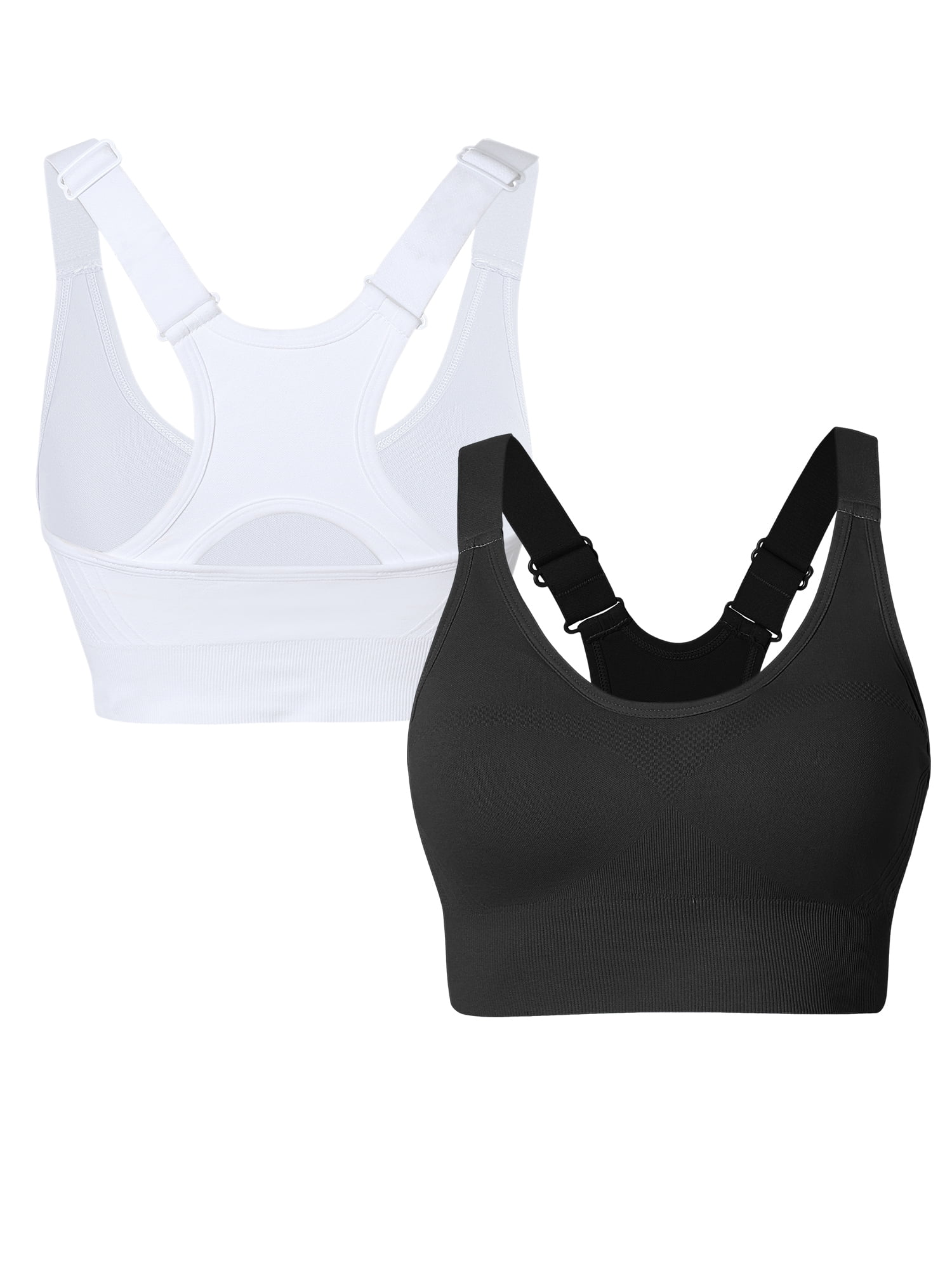 Hanerdun 2 Pack Womens Racerback Padded Sports Bras Adjustable Yoga ...