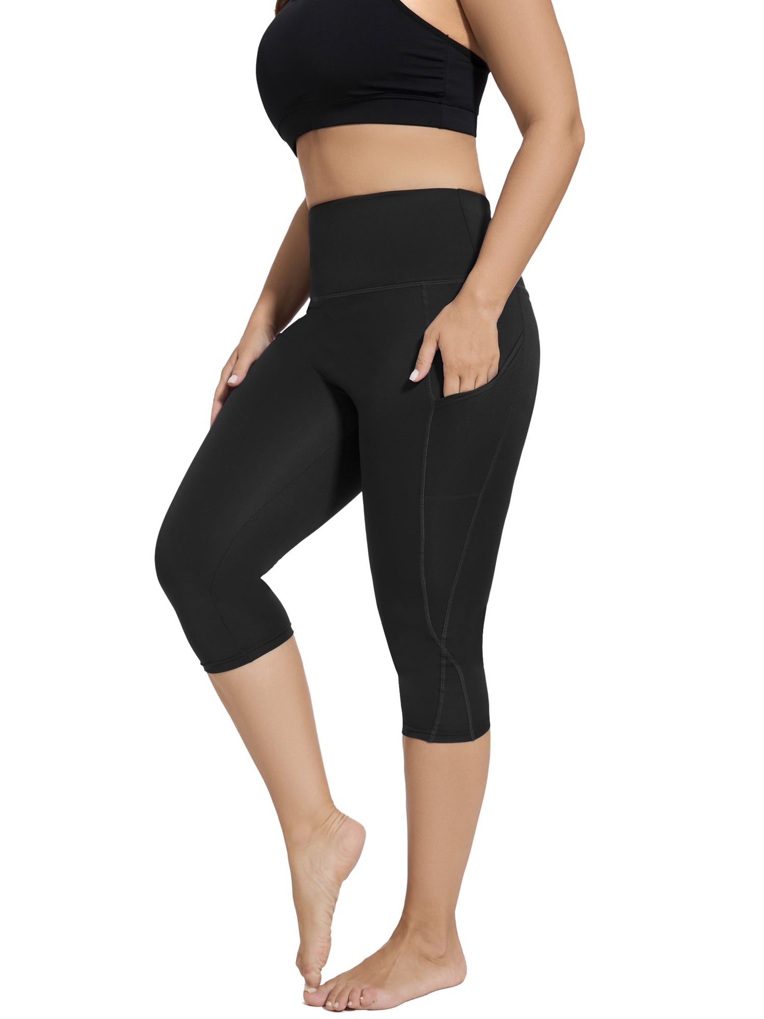 Hanerdun Womens Yoga Pants High Waist Pocket Capri Workout Leggings ...