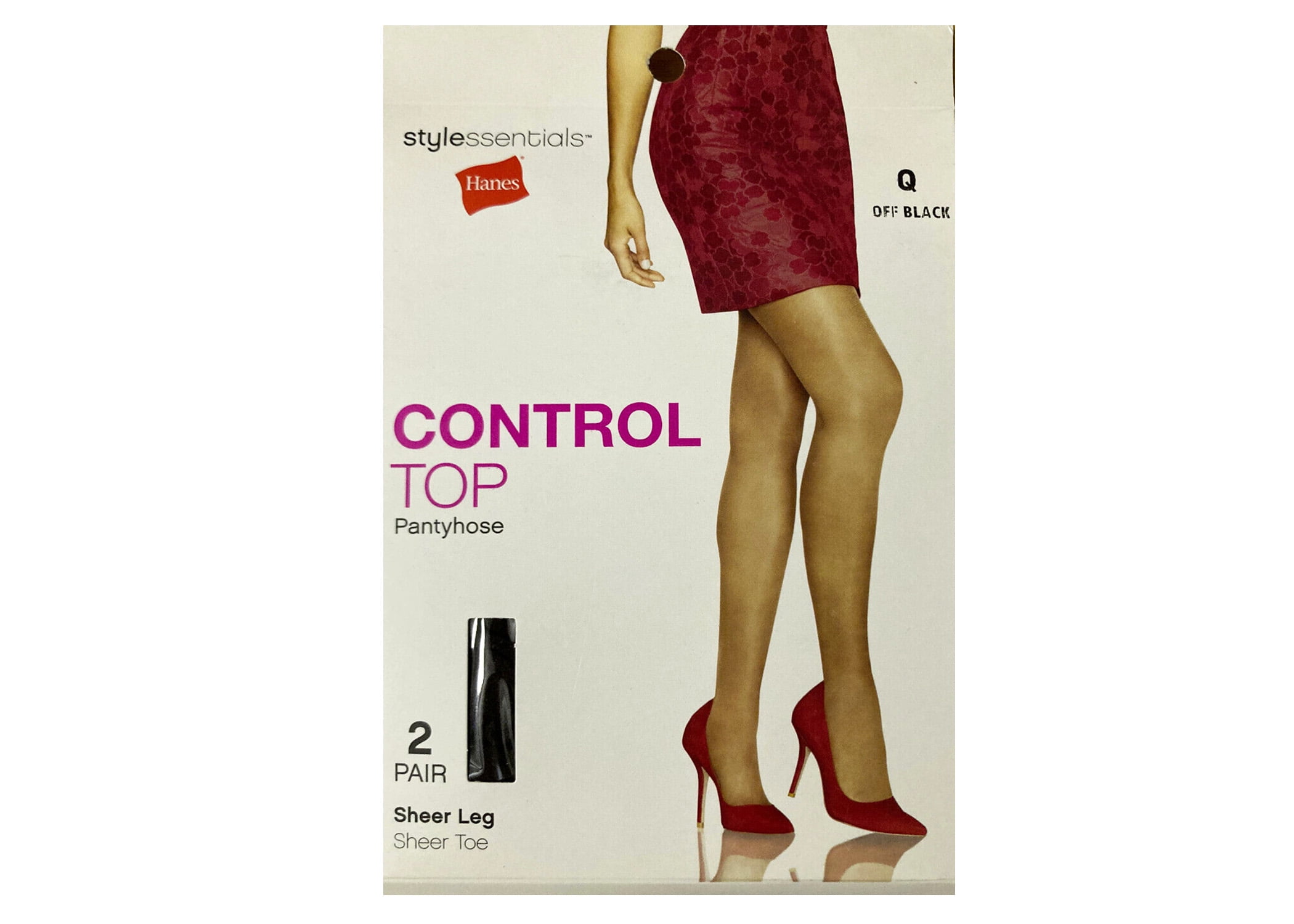 Hanes 2 Pair Stylessentials Control Top Sheer Leg Pantyhose, Off Black ...