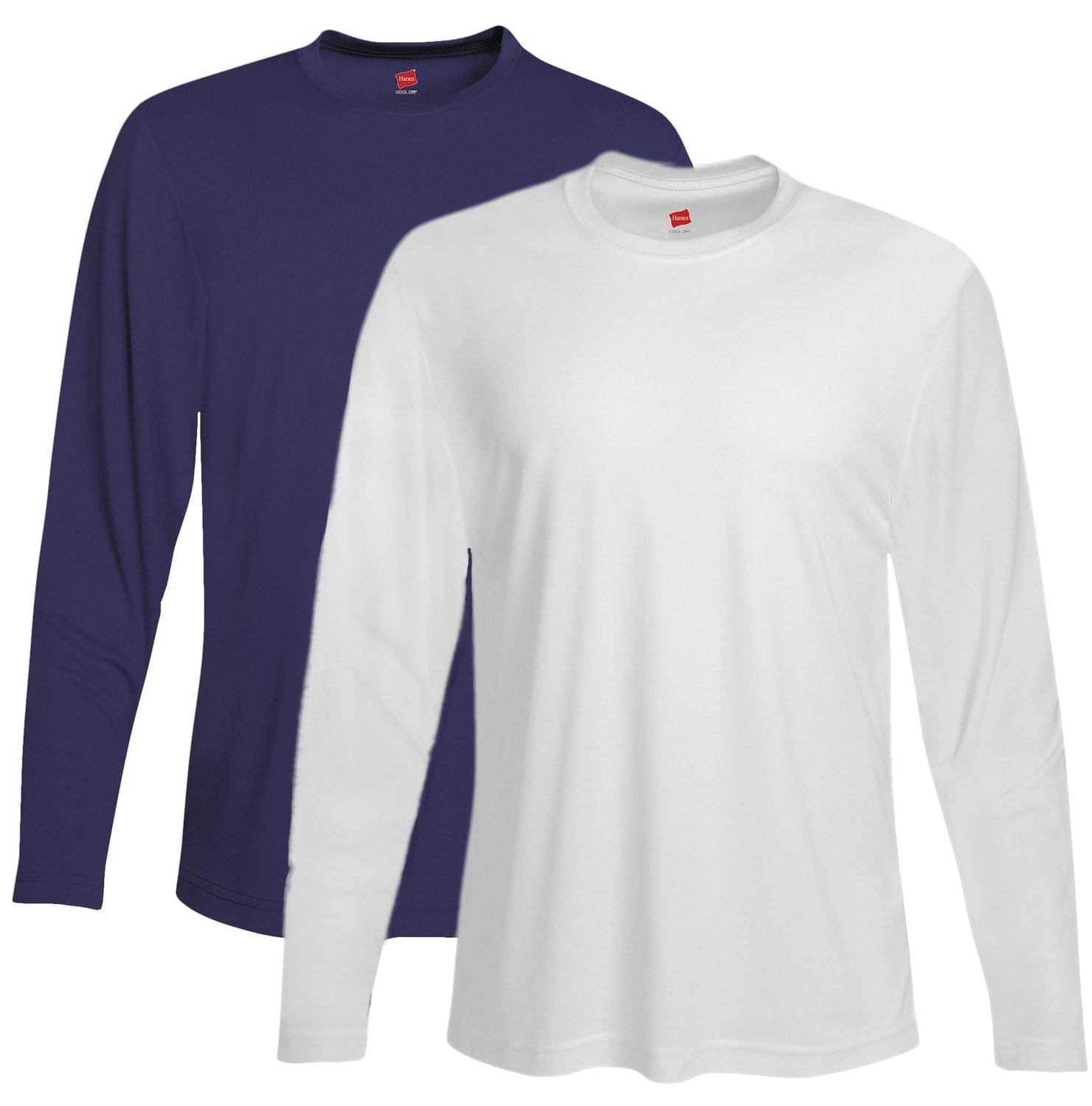 Hanes Mens Sport™ FreshIQ™ Cool DRI® Long Sleeve Tee (Pack of 2) (1 Navy / 1 White) - Walmart.com