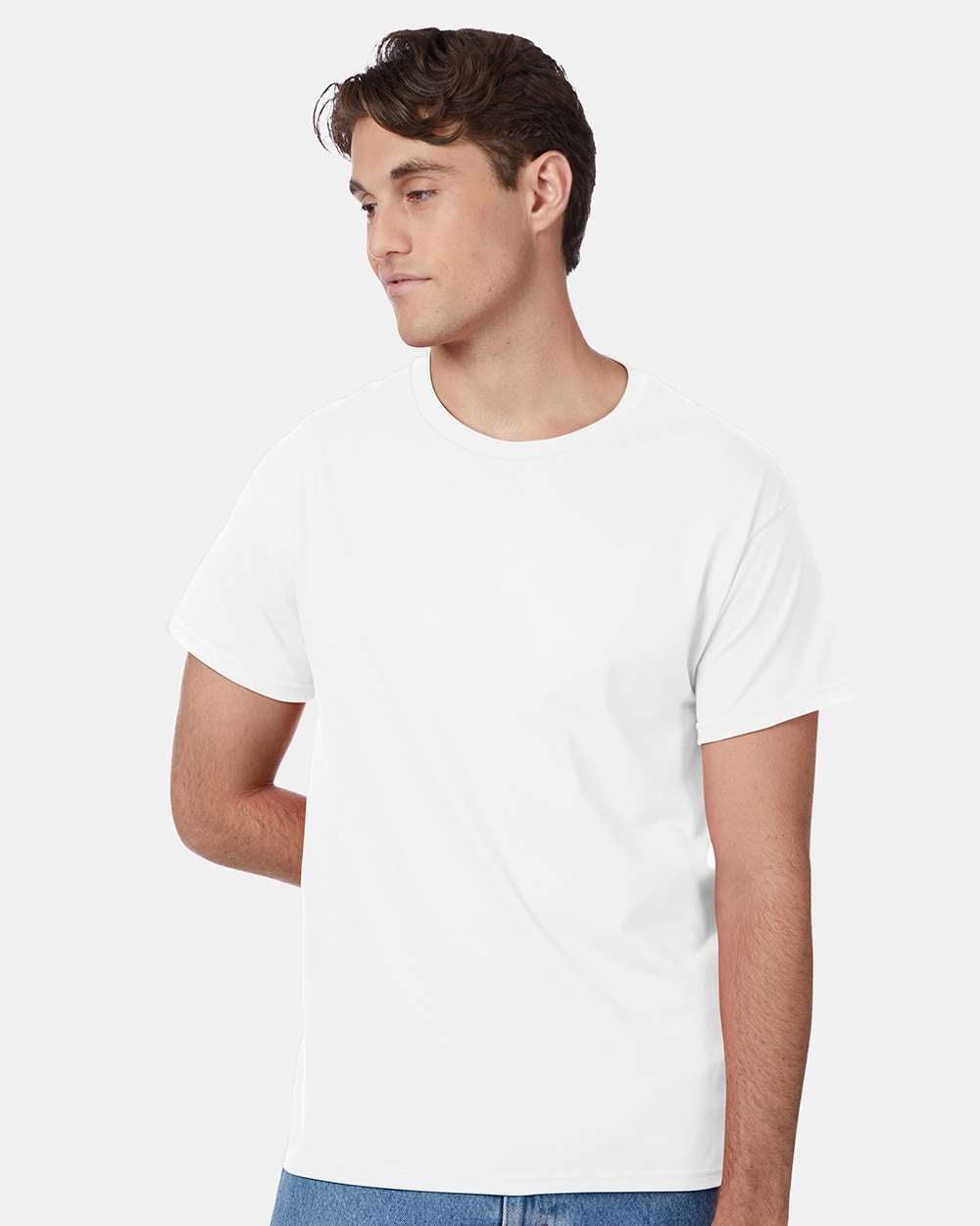 Hanes 5250 Authentic Classic 100% Cotton Short Sleeve T-Shirt-White-L-3 ...