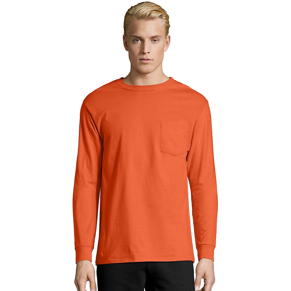 Hanes 5596 Men'S 6.1 Oz. Long-Sleeve Pocket T-Shirt - Walmart.com