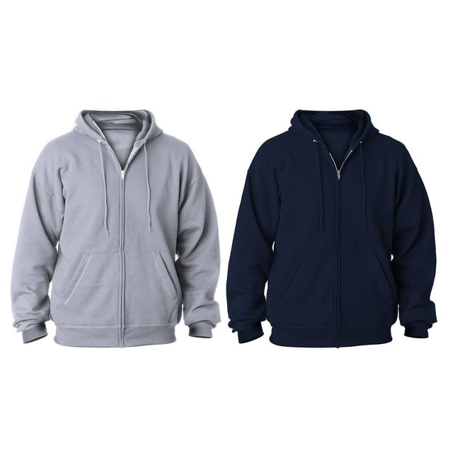 Hanes Adult Full Zip Hoodie Pullover, ASH / White, XL Pack of 2 ...