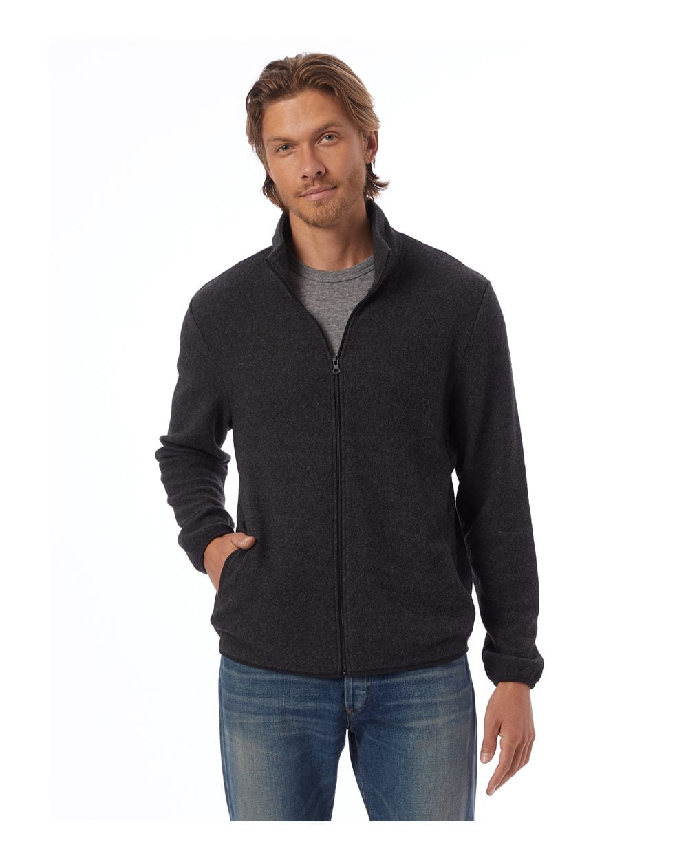 Hanes Alternative Men's Eco Teddy Full-Zip Jacket 3262RT Eco Black XS ...