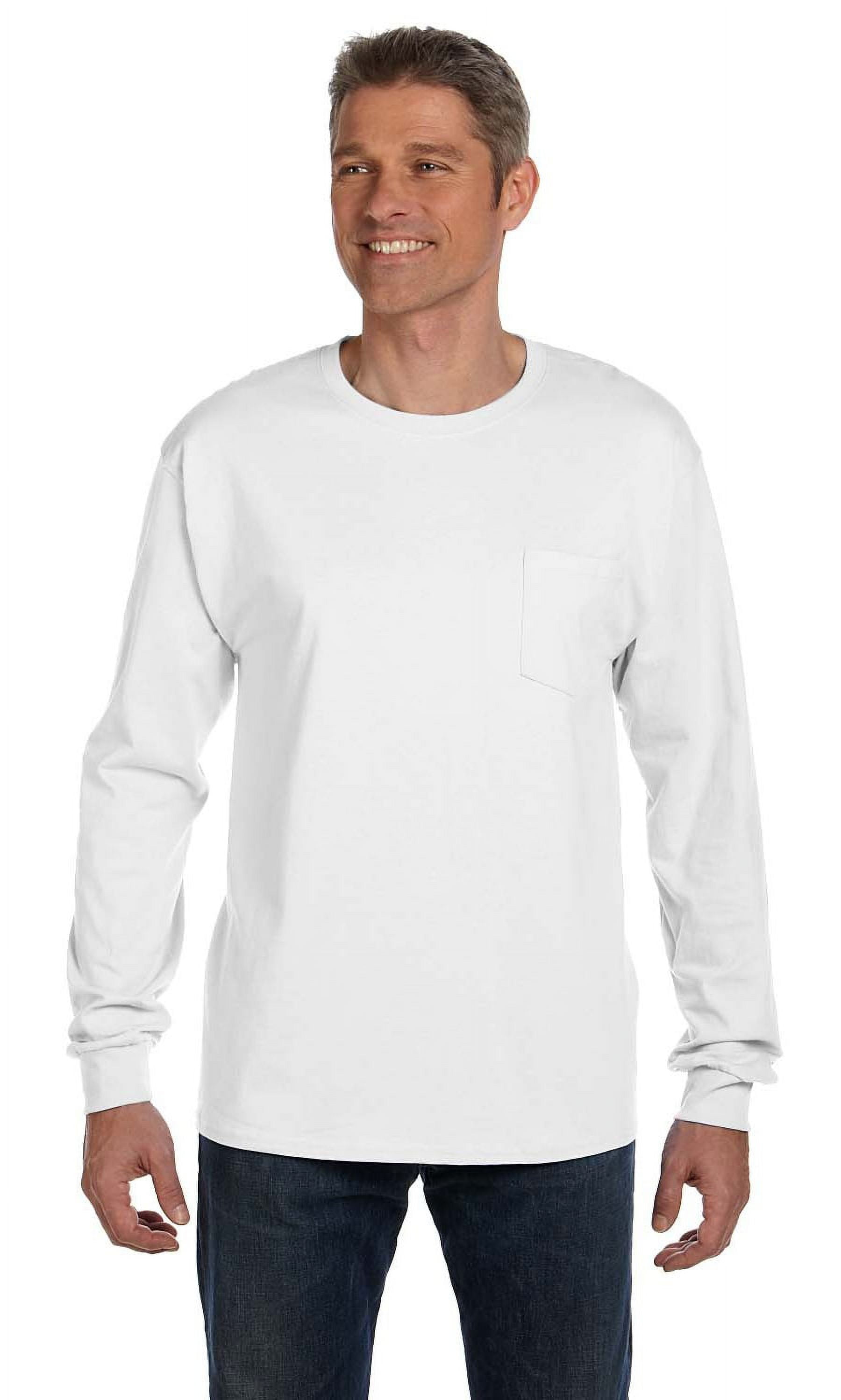 Hanes - Authentic Long Sleeve Pocket T-Shirt - 5596 - Walmart.com