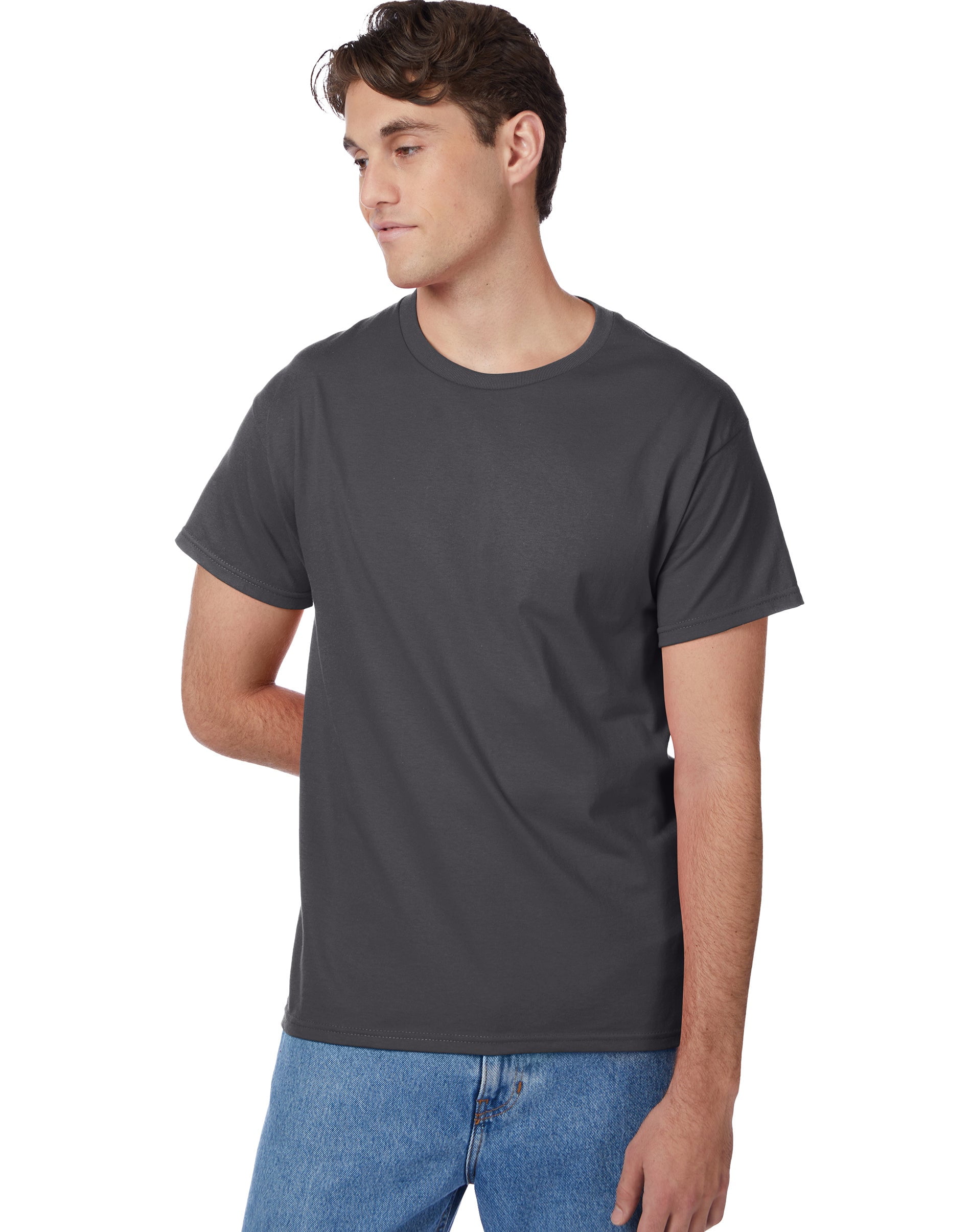 Hanes Authentic Men's Short Sleeve Crewneck T-Shirt, Big and Tall Sizes Available S-5XL ...
