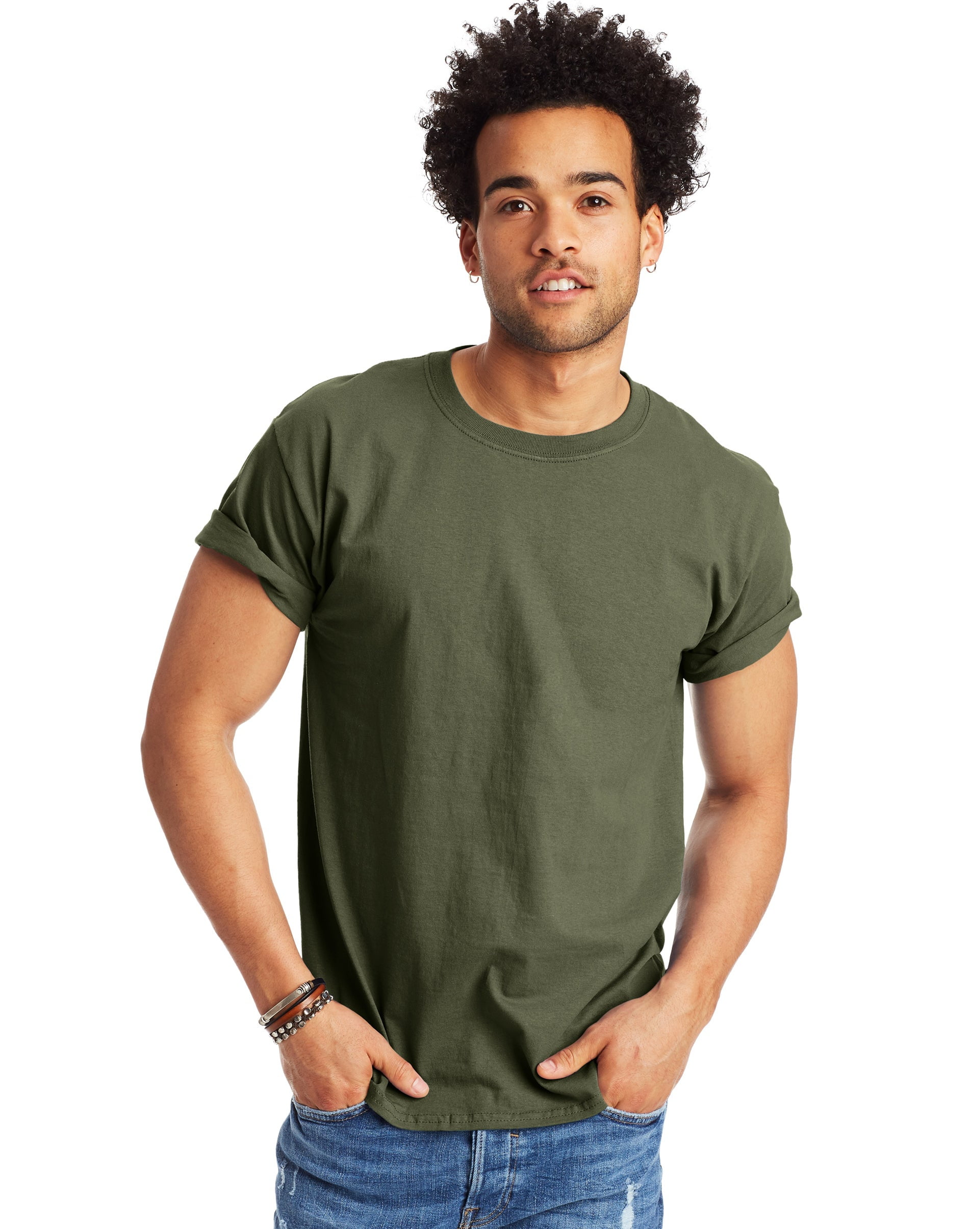 Hanes Authentic Men's Short Sleeve Crewneck T-Shirt, Big and Tall Sizes Available S-5XL ...