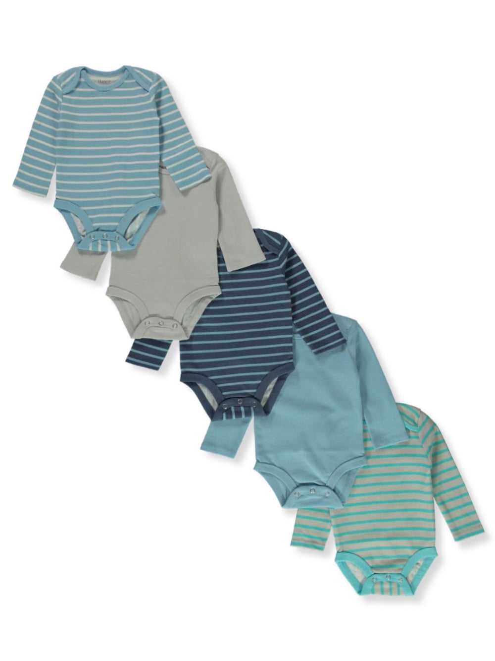 Hanes Baby 5-Pack L/S Bodysuits - aqua, 6 - 12 months (Newborn ...